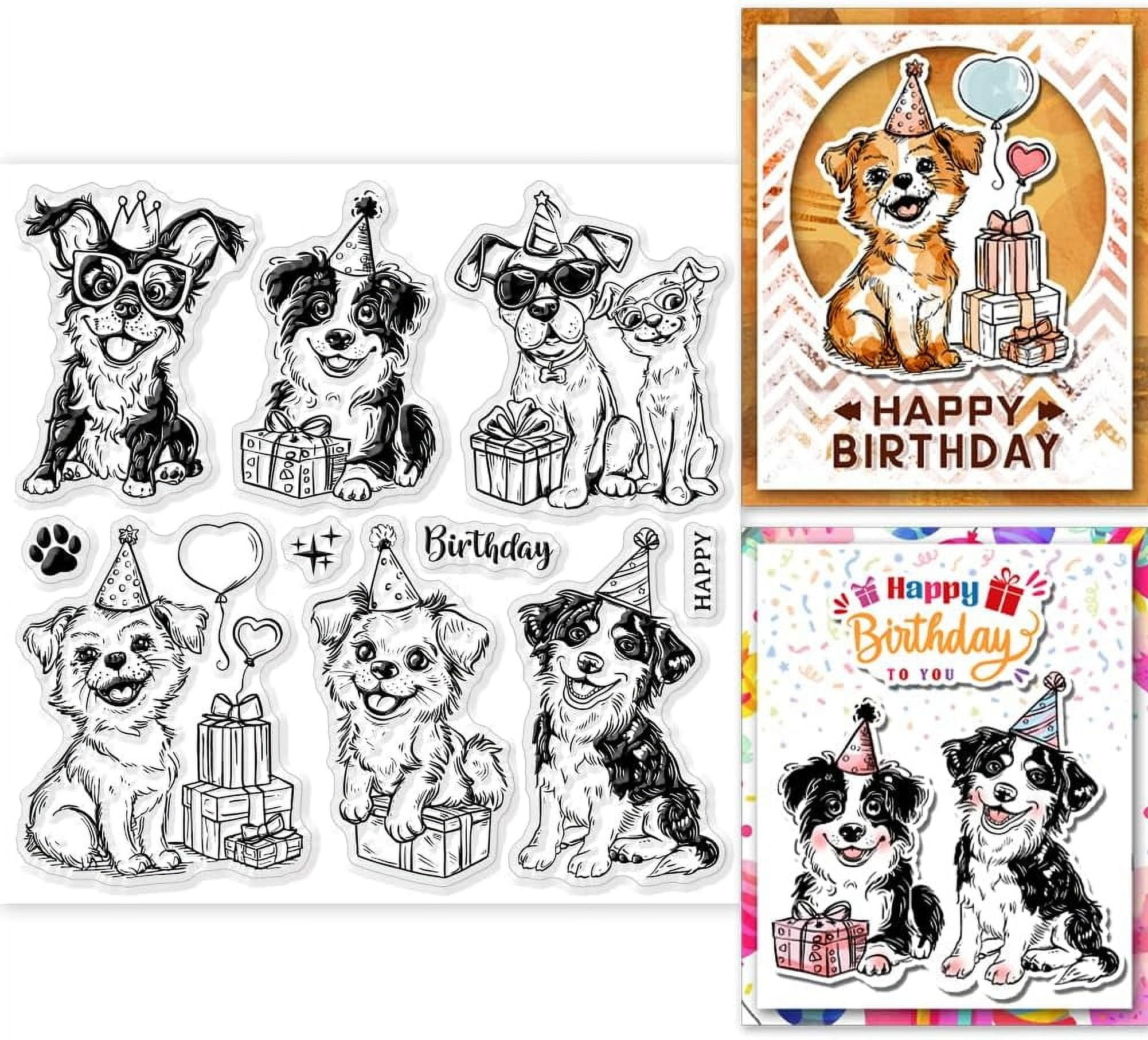 Dogs Clear Stamps Birthday Dogs Silicone Clear Stamp Seals Cartoon Gift ...