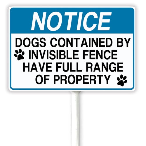Dogs Contained by Invisible Fence Sign with Stake Beware Of Dog Sign ...