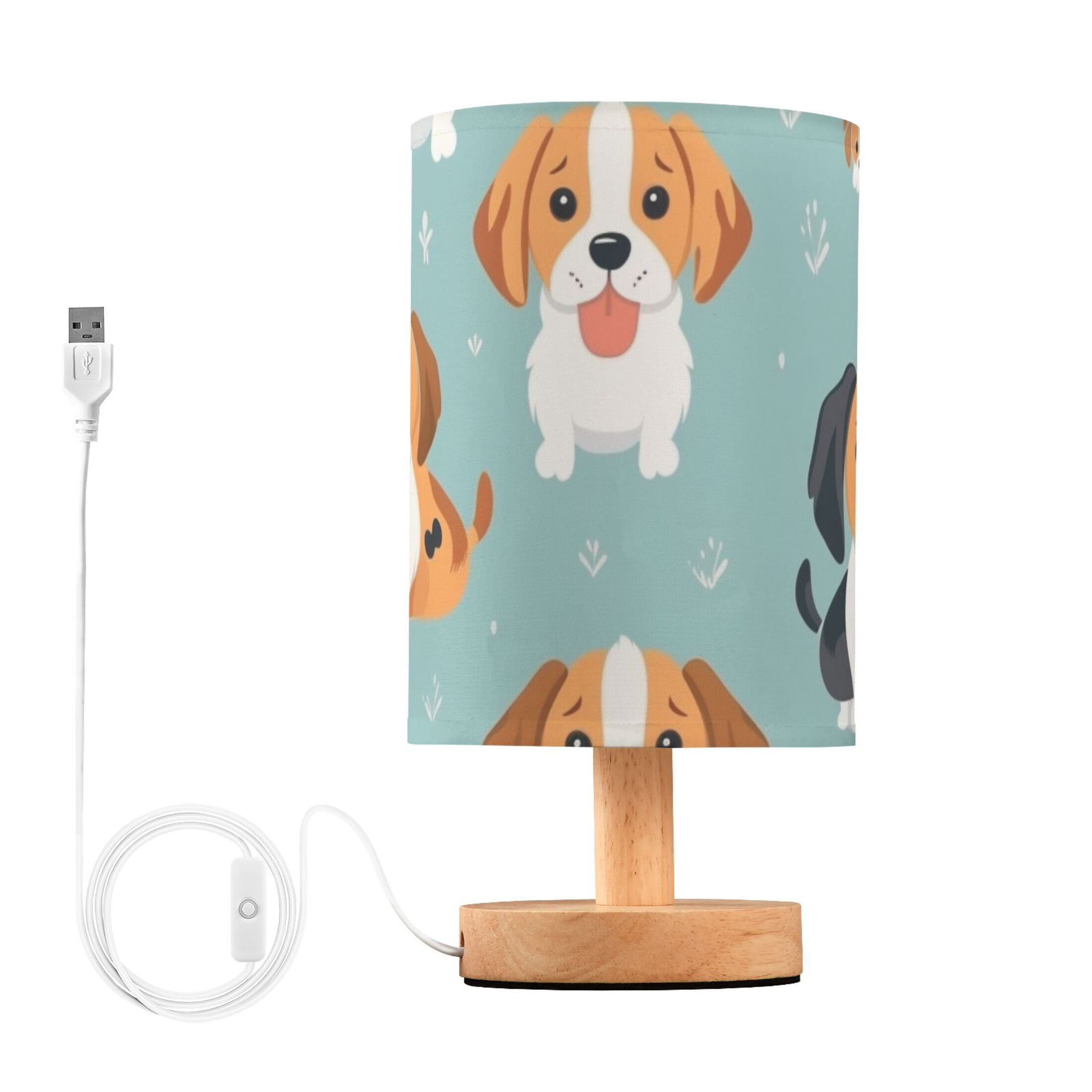 Dogs Cute Bedside Table Lamp LED Warm Lights with USB Charging Port ...