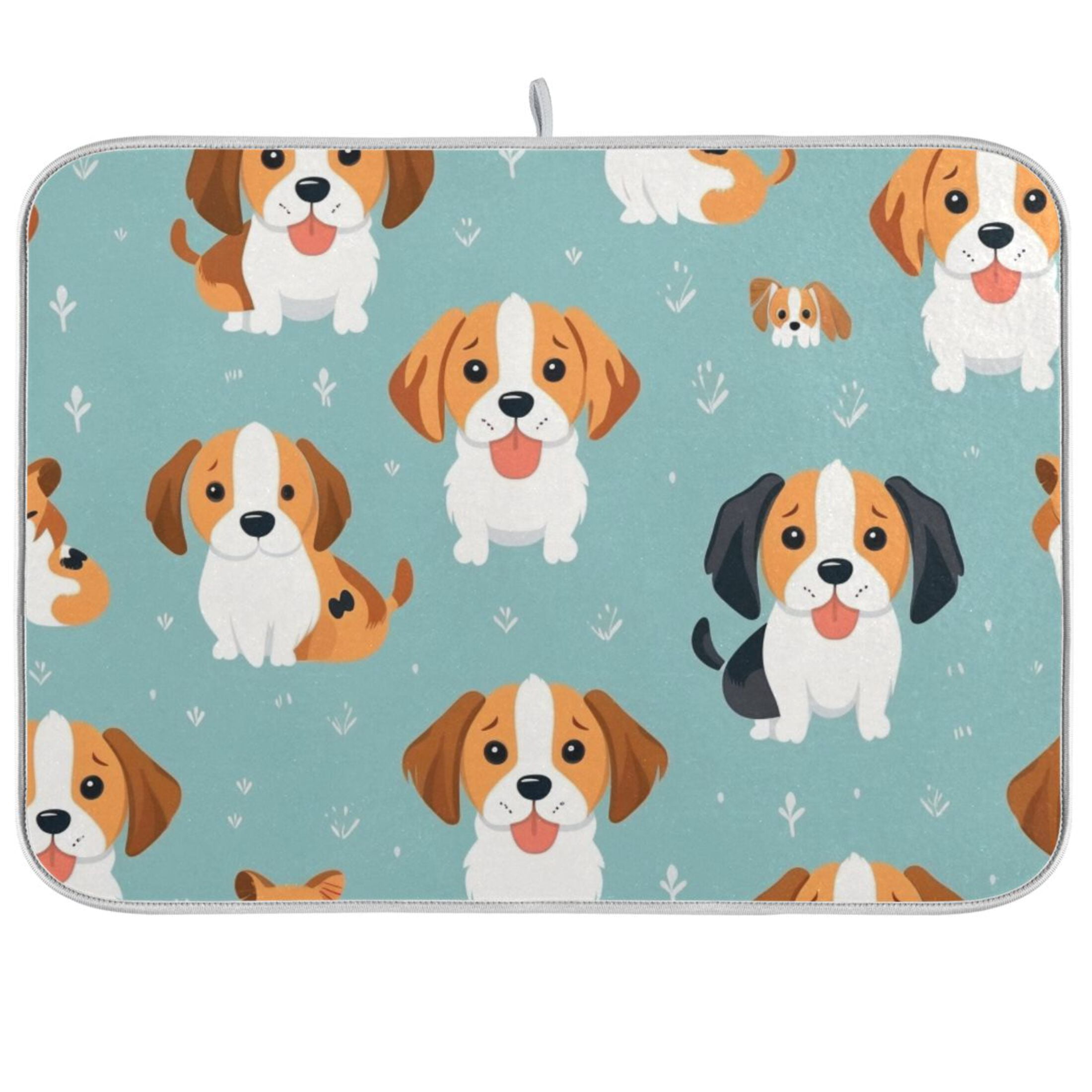 Dogs Cute Dish Drying Mat Microfiber Kitchen Pad Large Counter ...