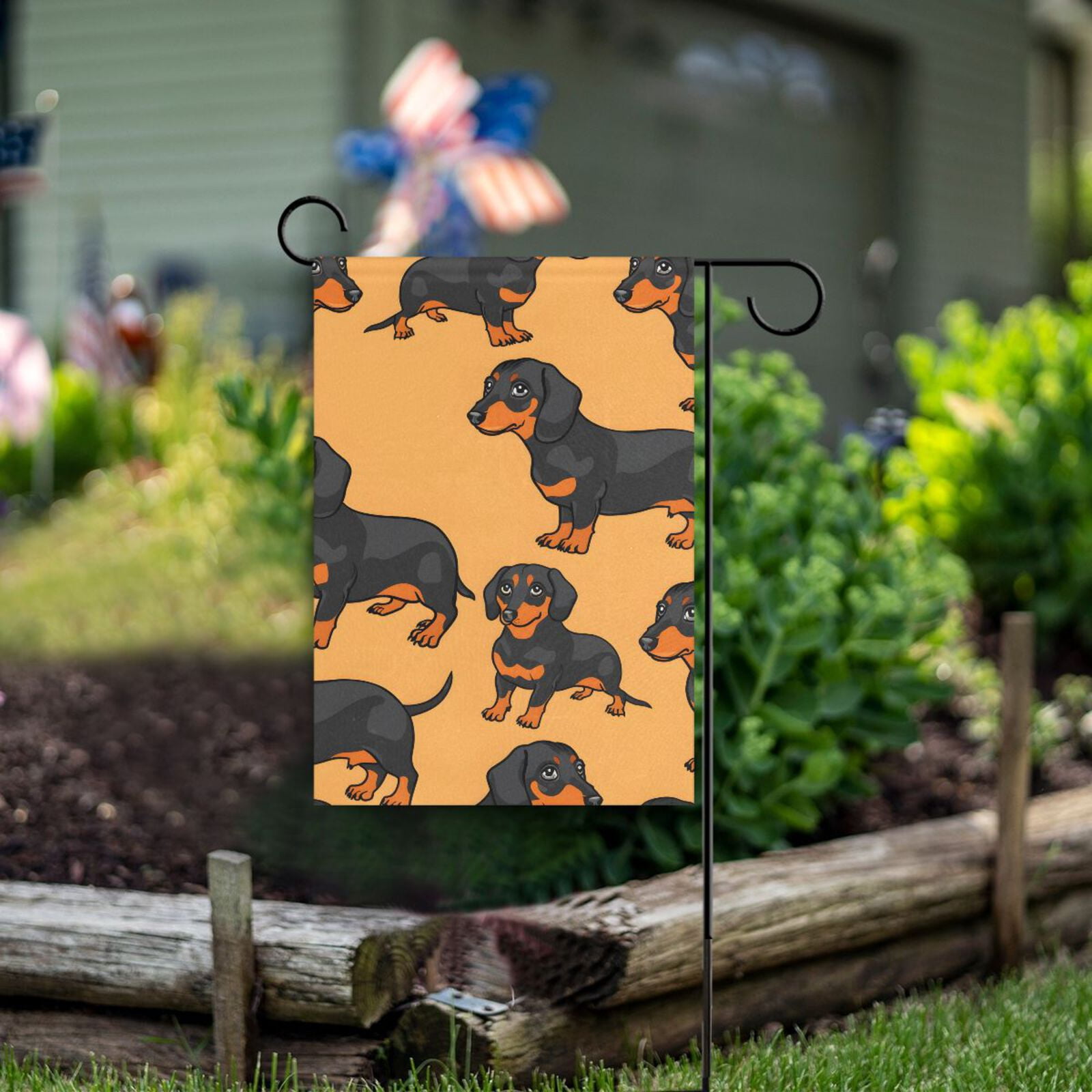 Dogs Dachshund Garden Flag Double Sided Outdoor Banners for Courtyard ...