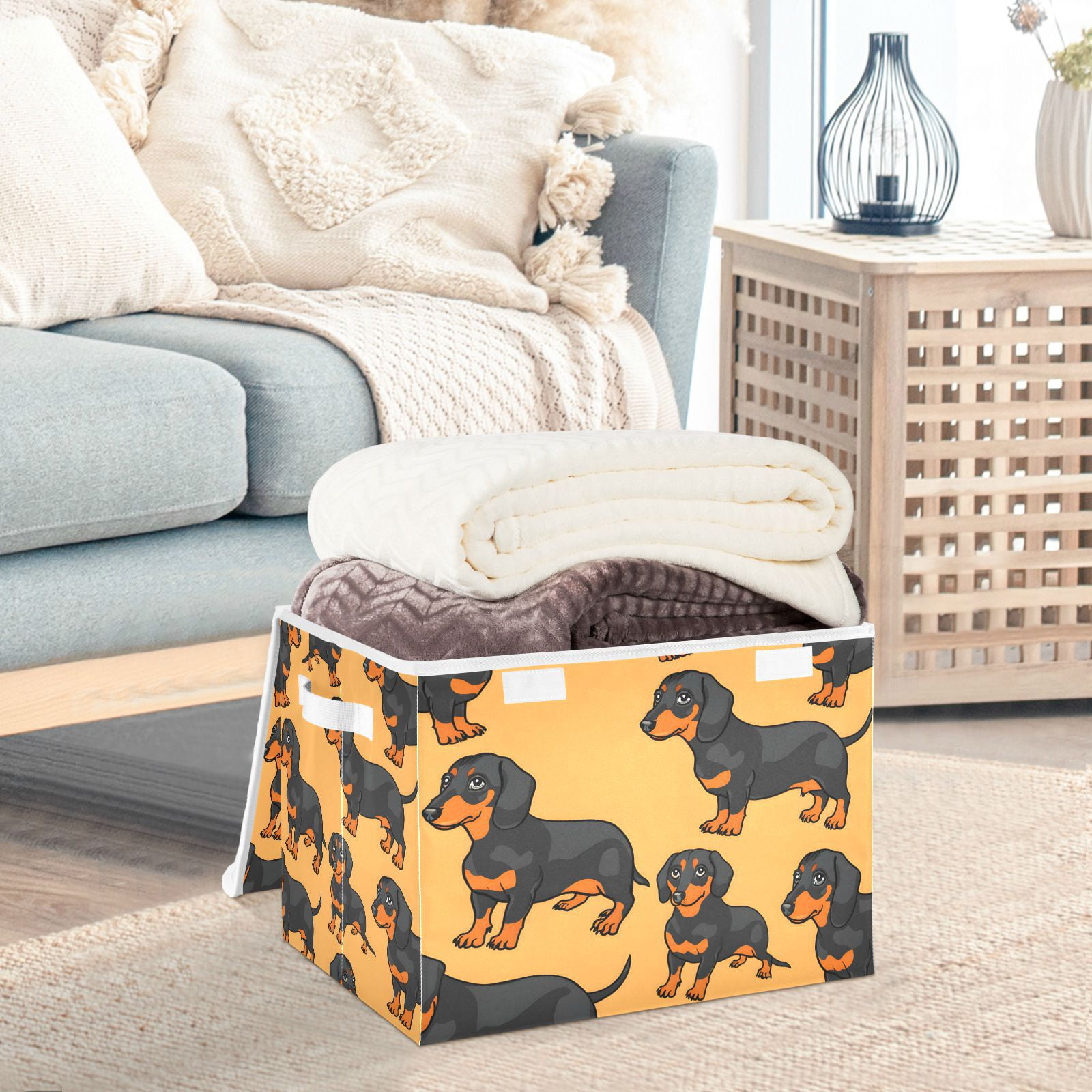 Dogs Dachshund Storage Basket Foldable Laundry Basket Shelf Kids Toy ...