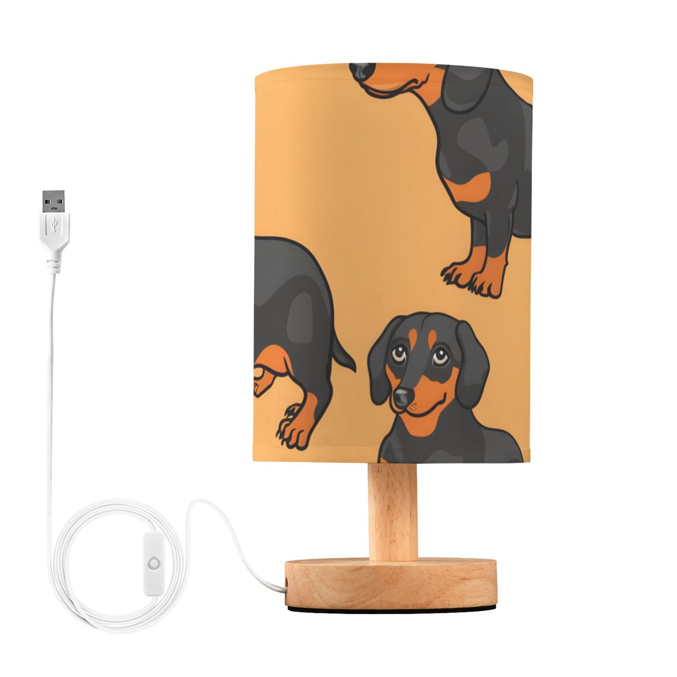 Dogs Dachshund Table Lamp USB Bedside Desk Nightstand Lamp Printed ...