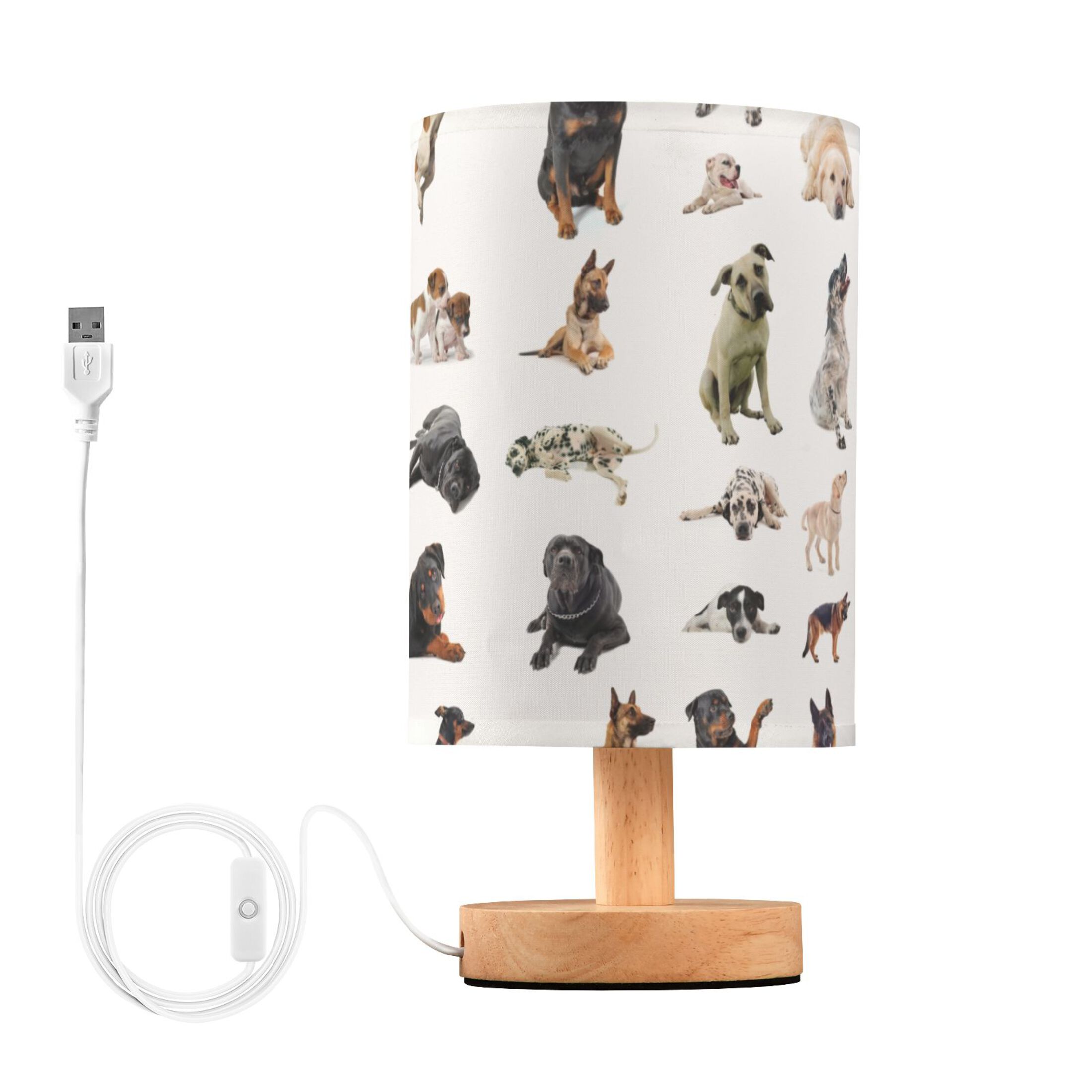 Dogs Different Bedside Table Lamp LED Desk Lamps with USB Charging Port ...