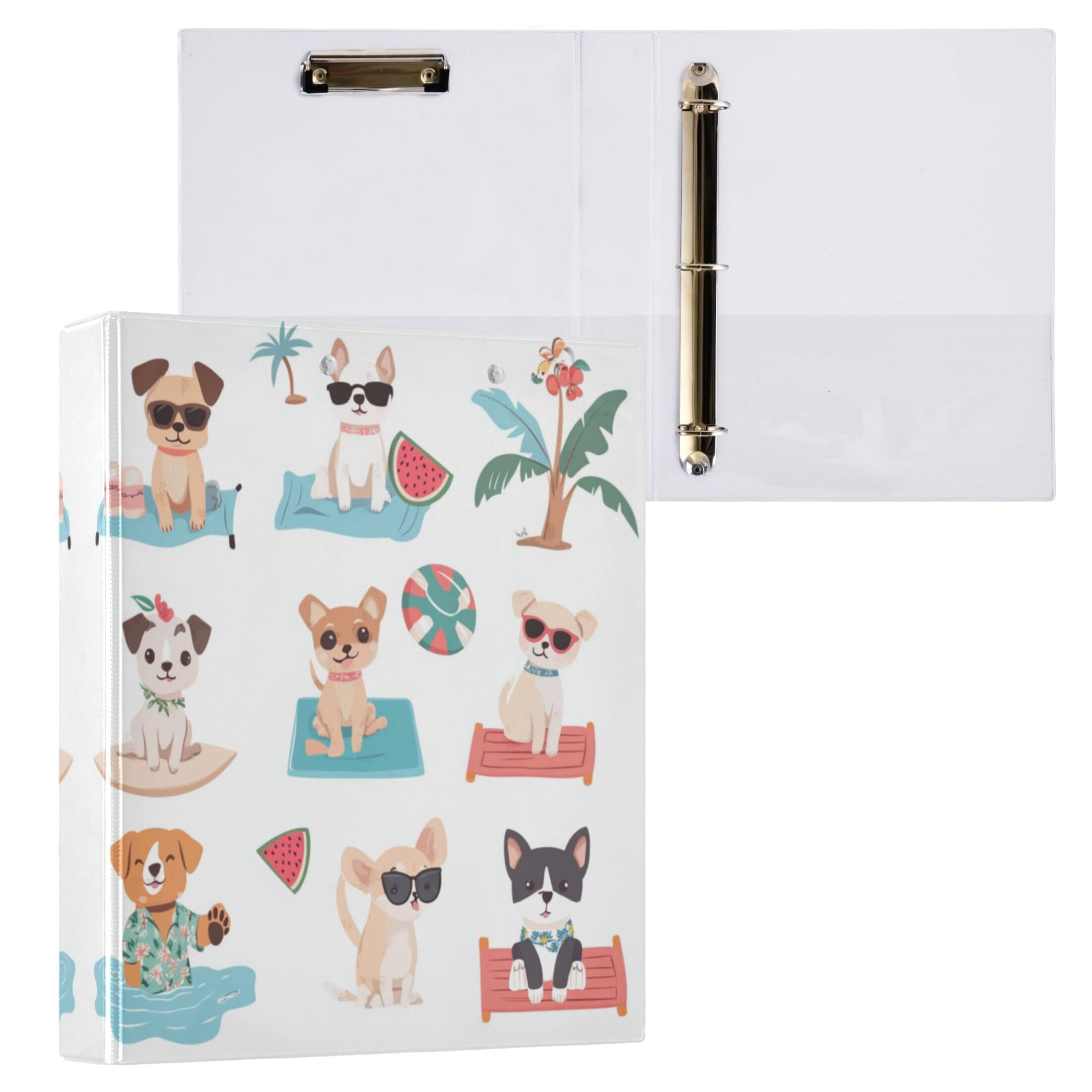 Dogs Doing Summer Activities 3 Ring Hardcover Binders 1.5in Round Rings ...