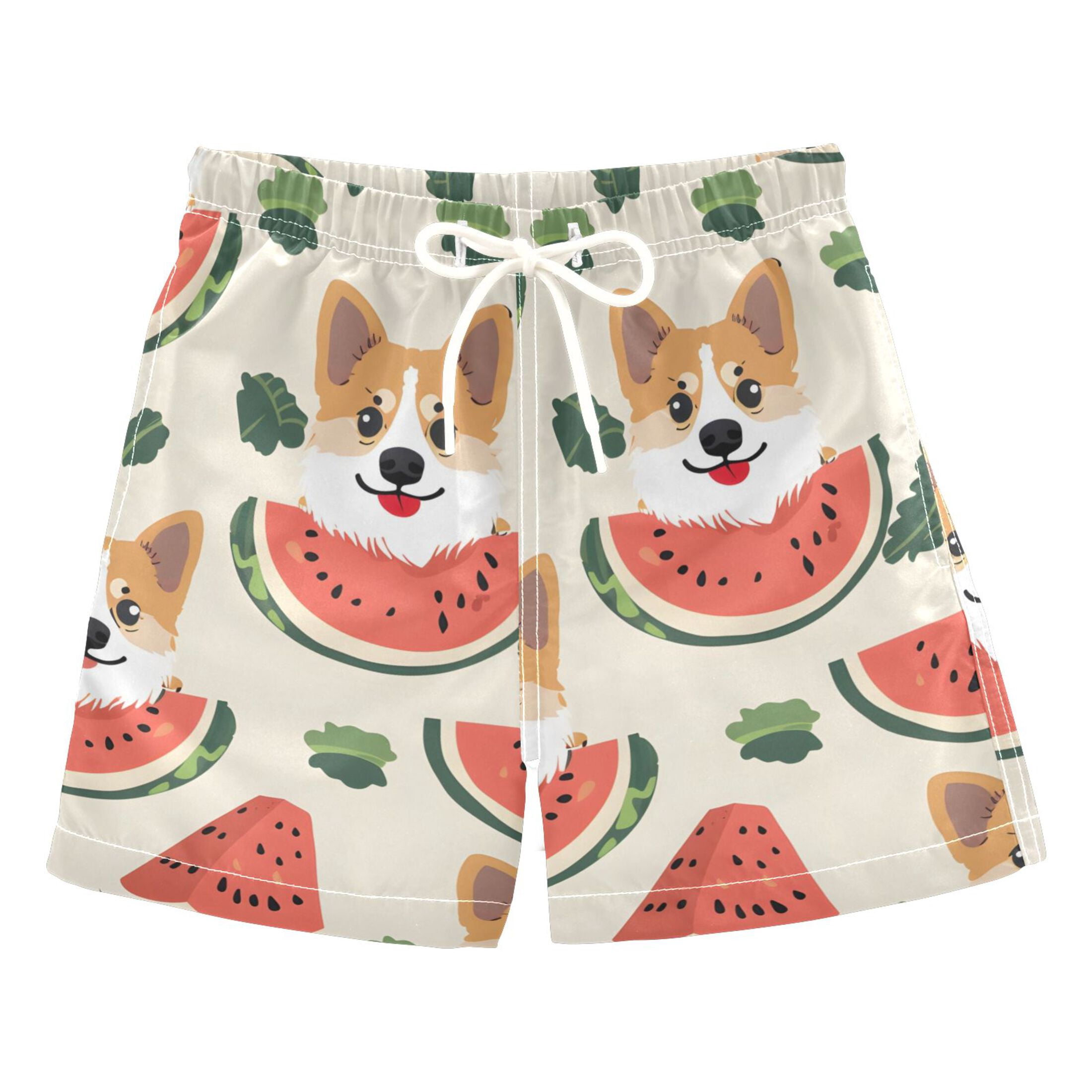 Dogs Eating Melons Leaves Boys' Swim Trunks Board Shorts Beach Pants ...
