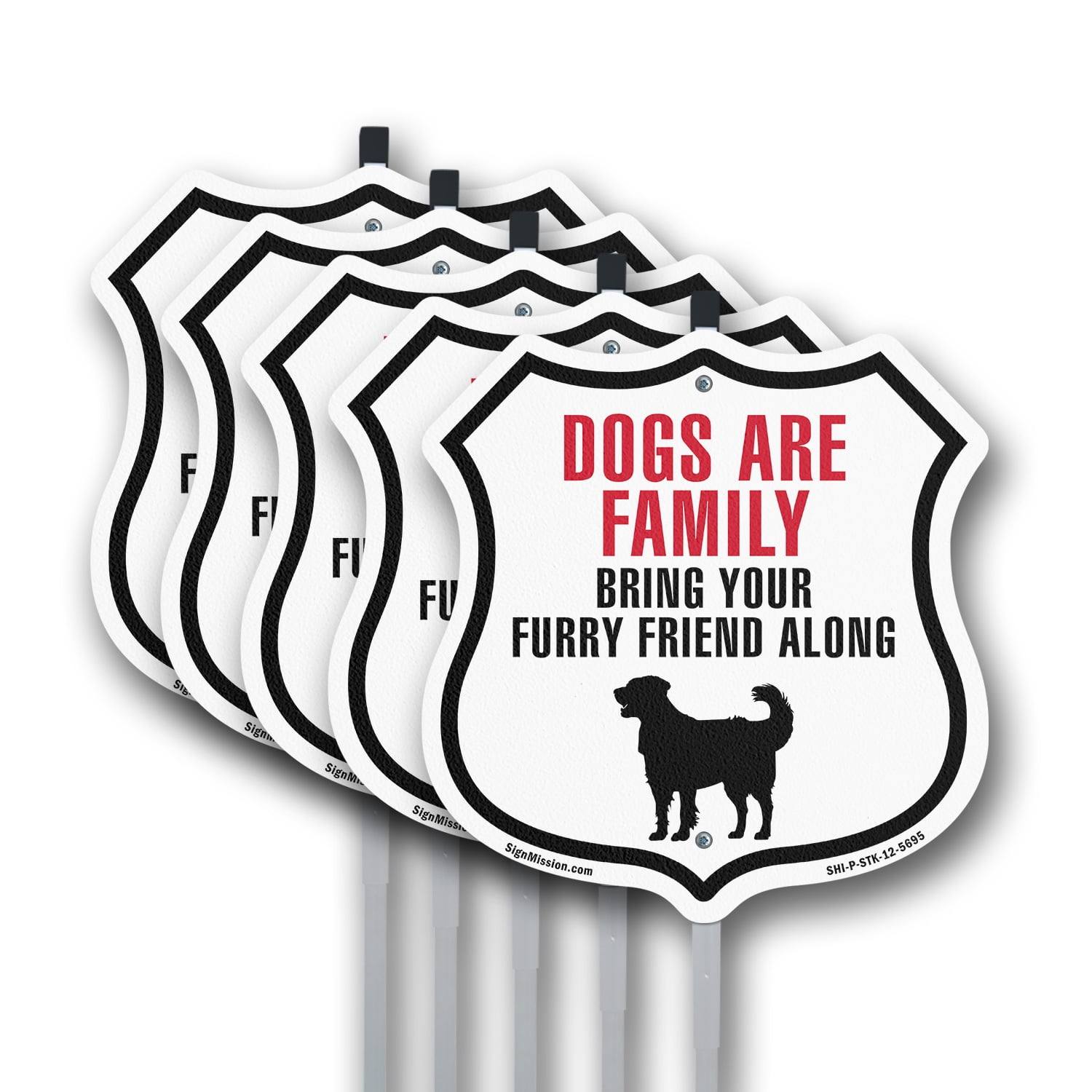 Dogs Are Family Bring Your Furry Friend Along (5 Pack) 12 inch X 12 ...