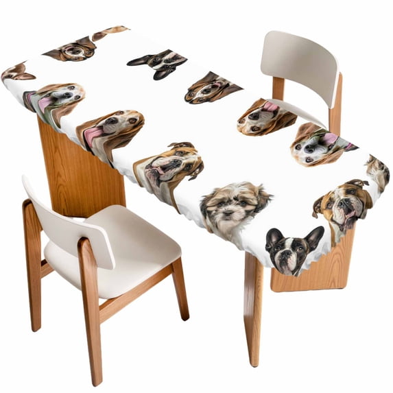 Dogs Fitted Rectangle Tablecloth 32" x 96" Modern Cute Multiple Dogs ...