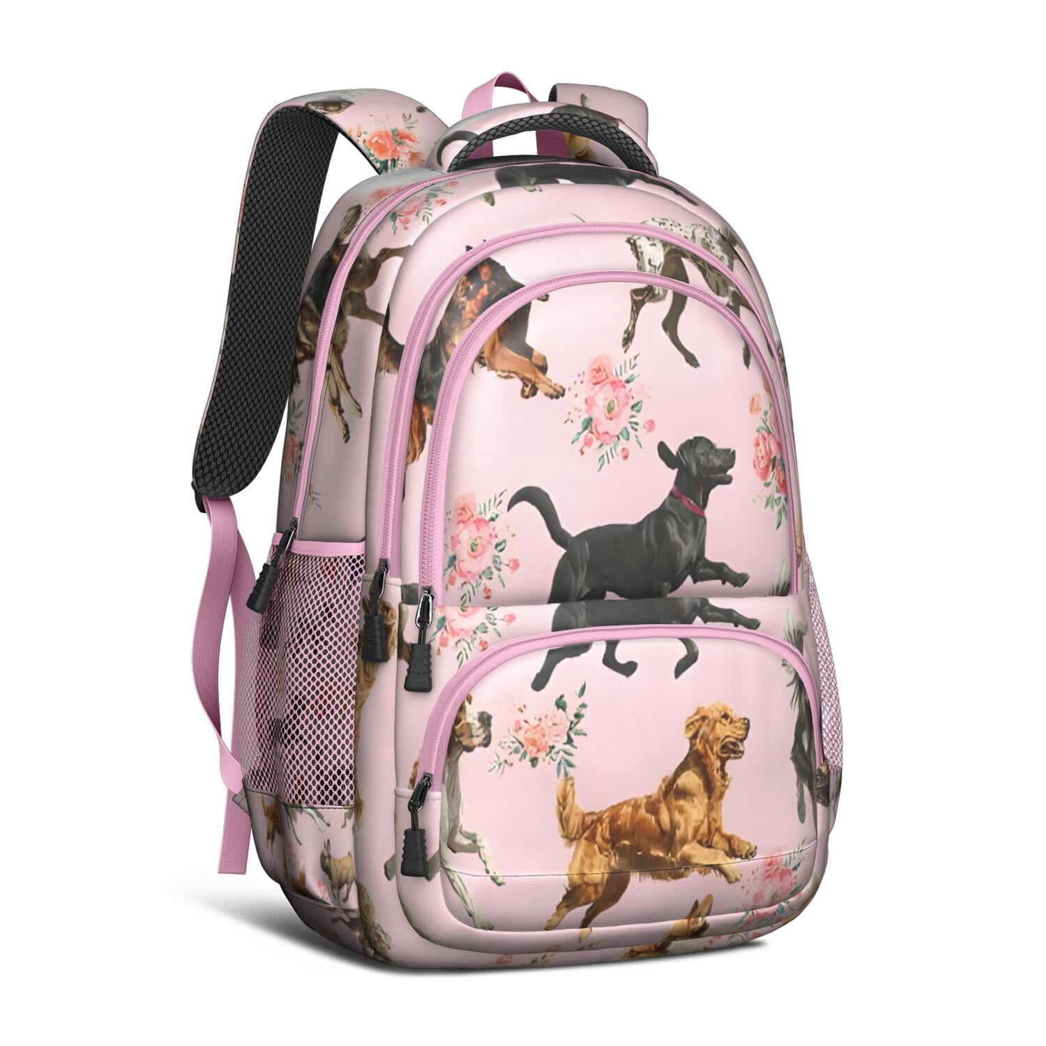 Dogs with Flowers Backpack for School,Cute School Bag,Schoolbag with ...