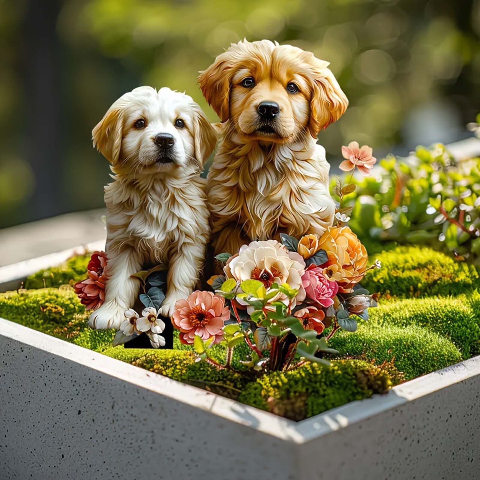 Dogs Garden Decor, Outdoor Pot Decoration,Garden Ground Insert, Fairy ...