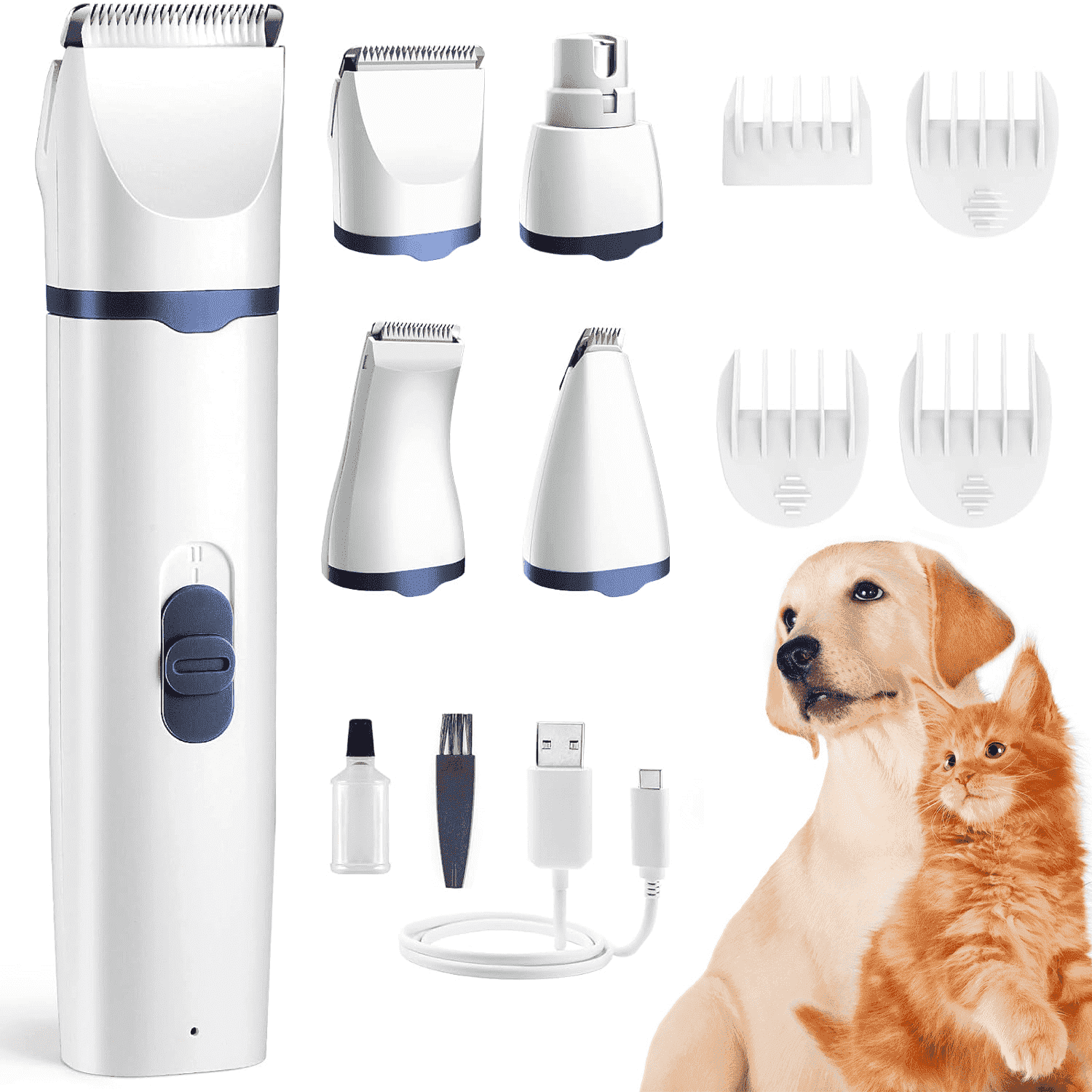 MICHPONG 4 in 1 Dog Clippers, Quiet Cordless Grooming Kit with Nail ...