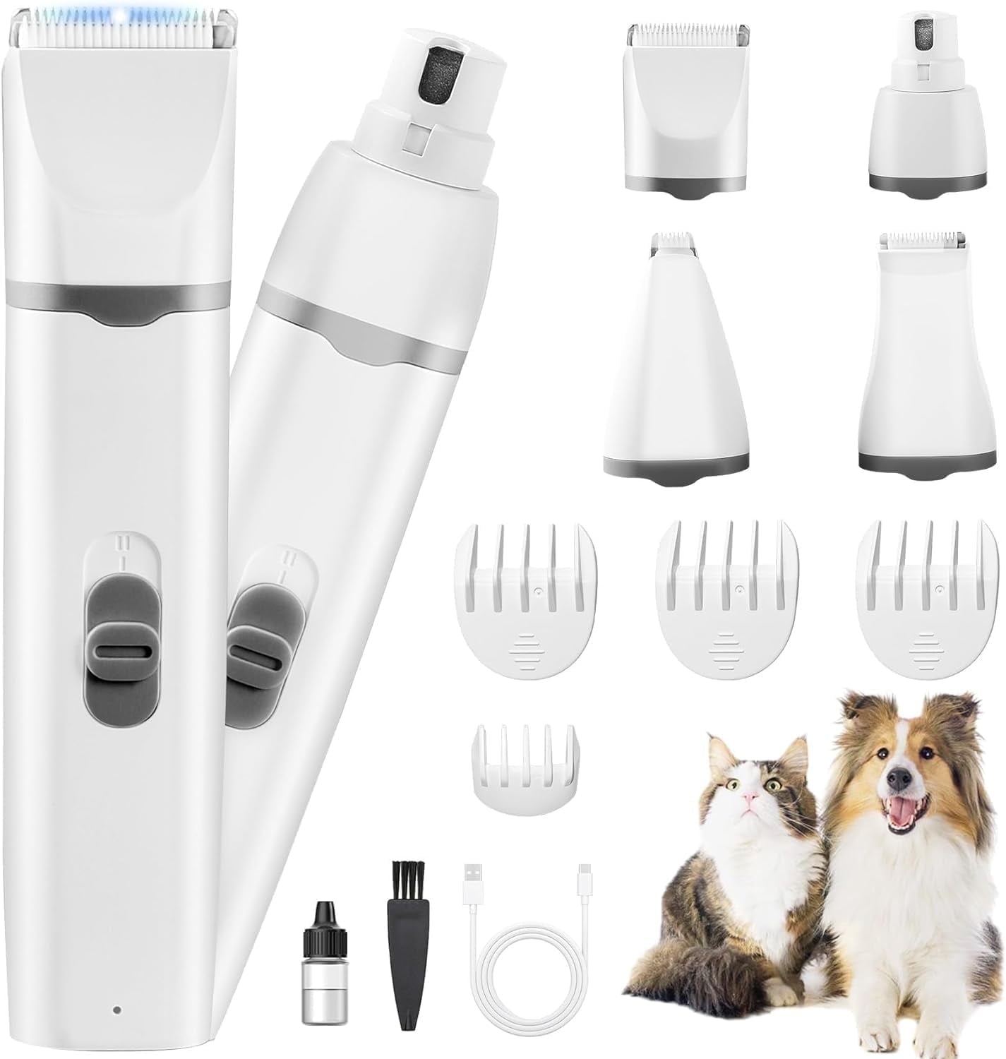 MUSICOZY Dogs Hair Clippers Grooming Kit 4-in-1 Electric Cordless ...