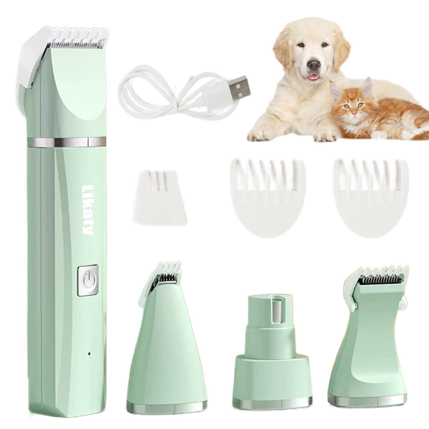 Dogs Hair Clippers Grooming Kit with Nail Grinder, Likaty 4 in 1 ...