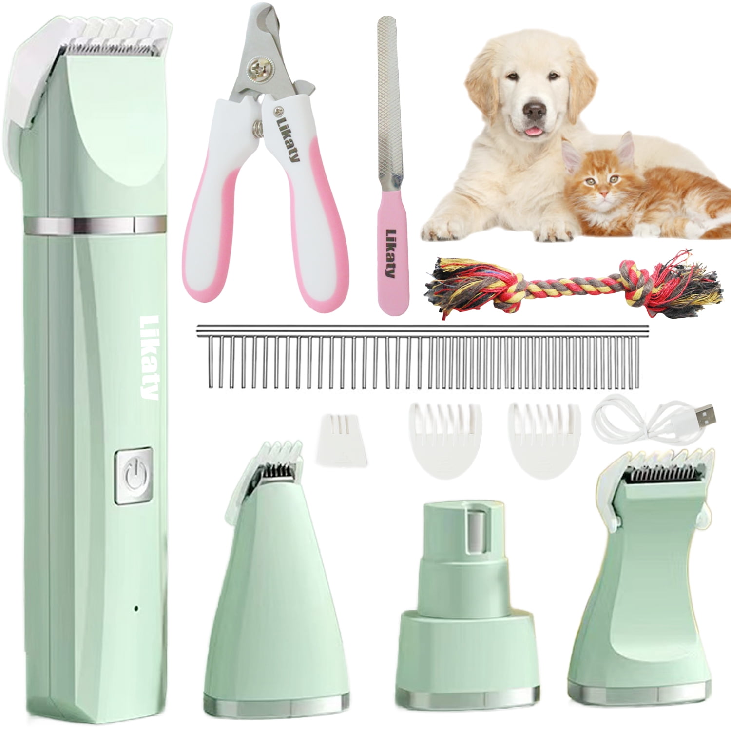 Dogs Hair Clippers Grooming Kit with Nail Grinder, Likaty 4 in 1 ...