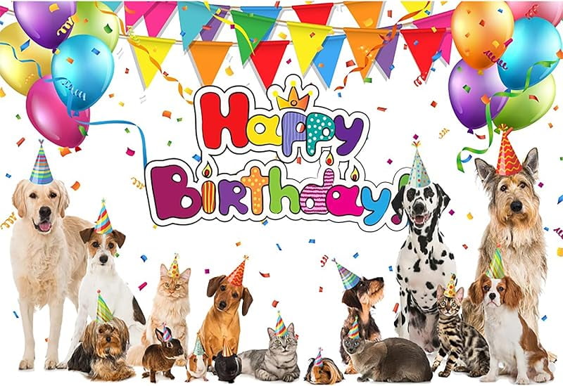 Dogs Happy Birthday Photography Backdrop Puppy Dog Cat Birthday ...