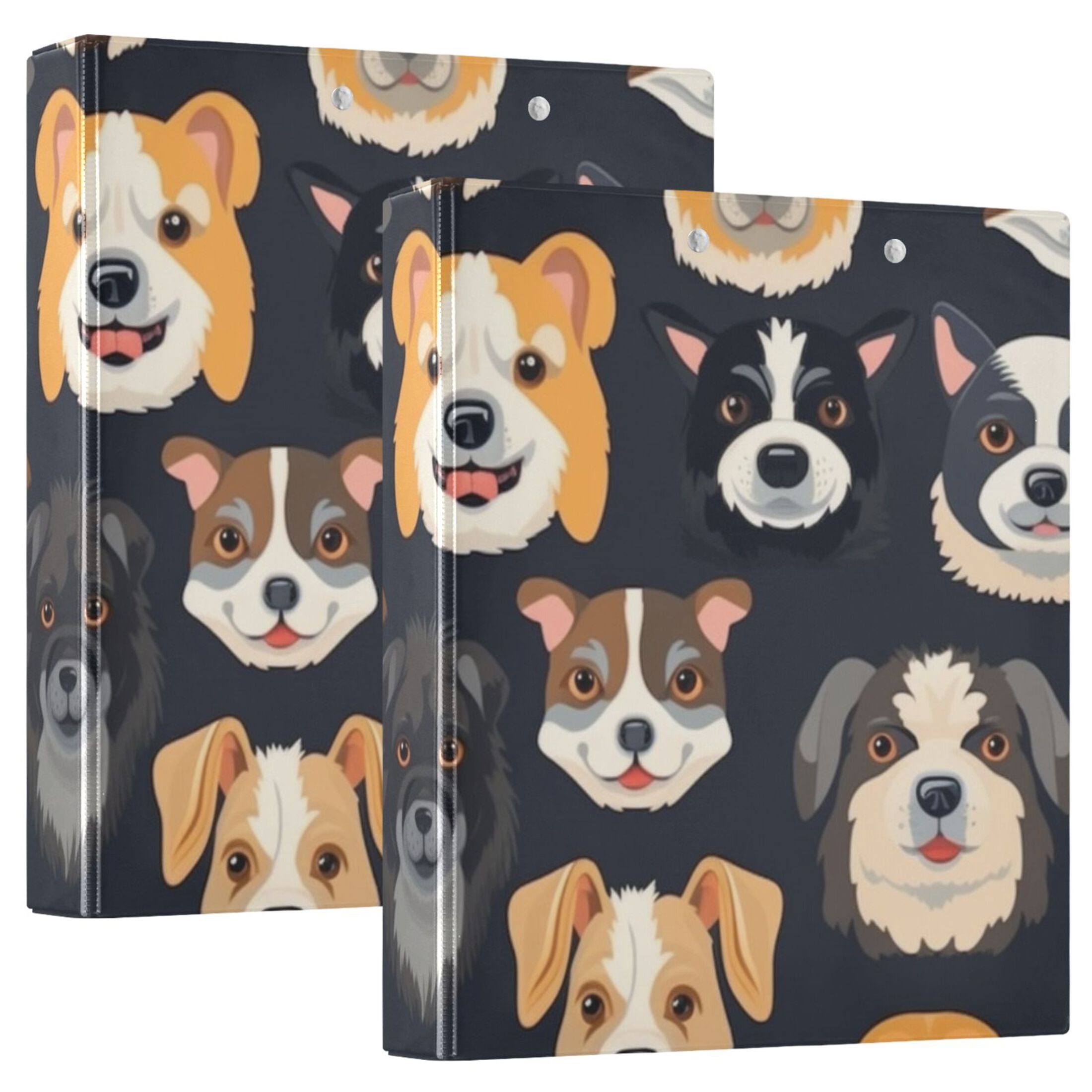 Dogs Heads 3 Ring Binders 1.5 inch Hardcover File Folders with Interior ...