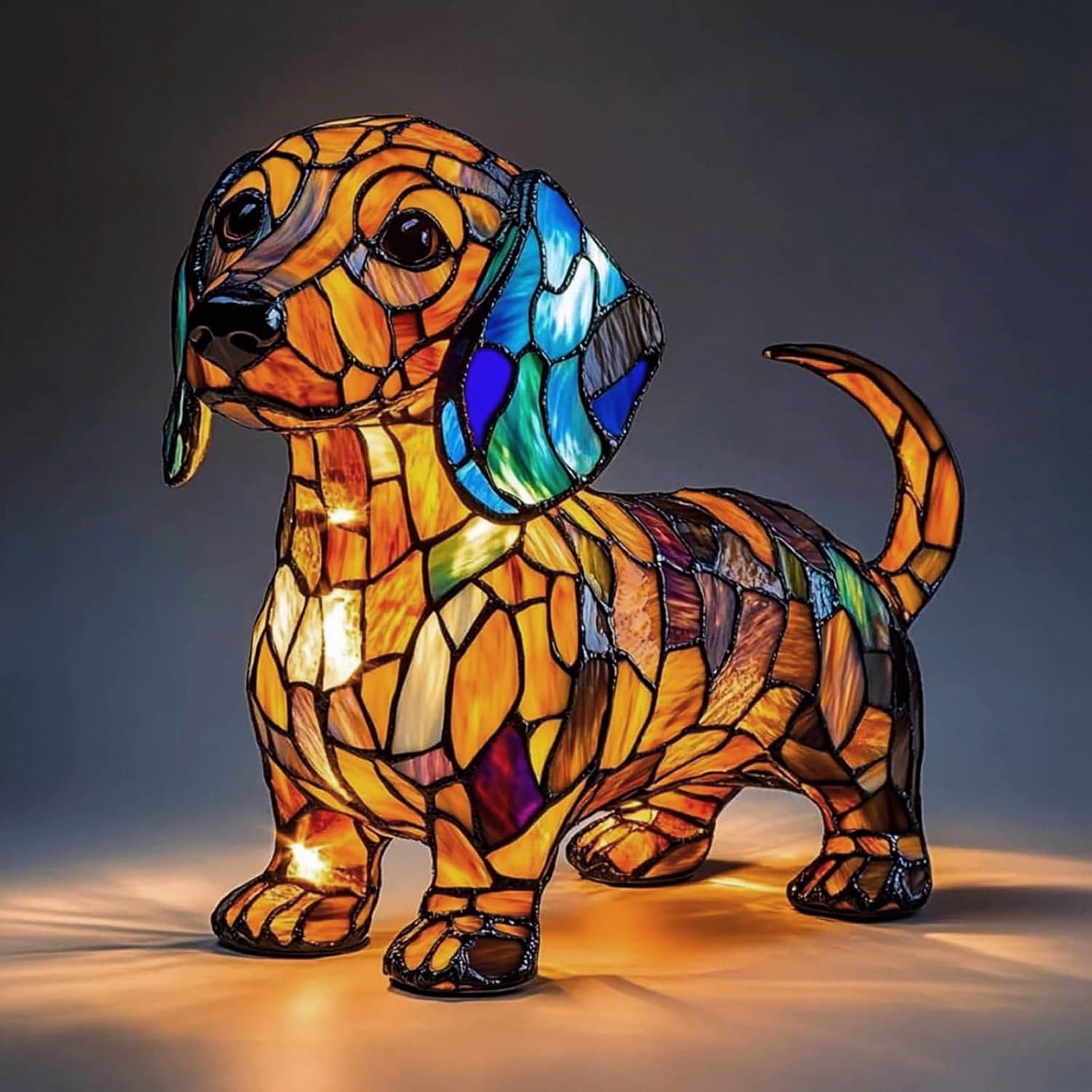 Dogs Lamps, Dachshund Lamp, Corgi Lamp, Resin Stained Glass Lamps, Dog ...