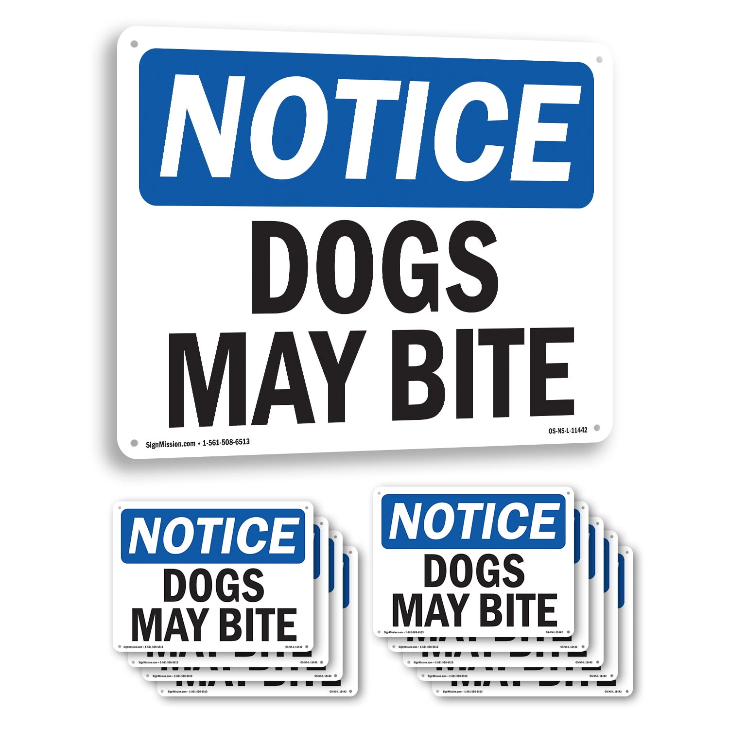 Dogs May Bite OSHA Notice Aluminum Sign 24 Inch x 18 Inch - 10 Pack ...