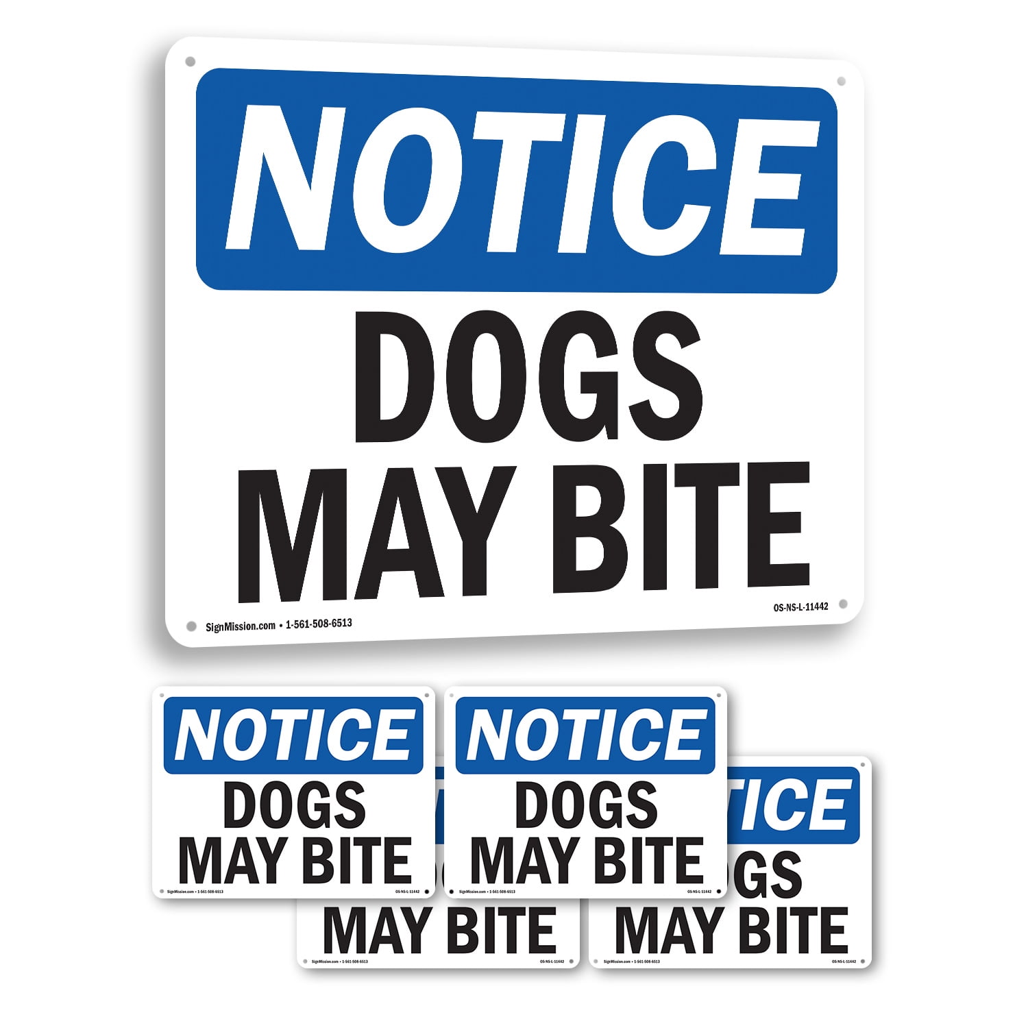 Dogs May Bite OSHA Notice Aluminum Sign 24 Inch x 18 Inch - 5 Pack ...