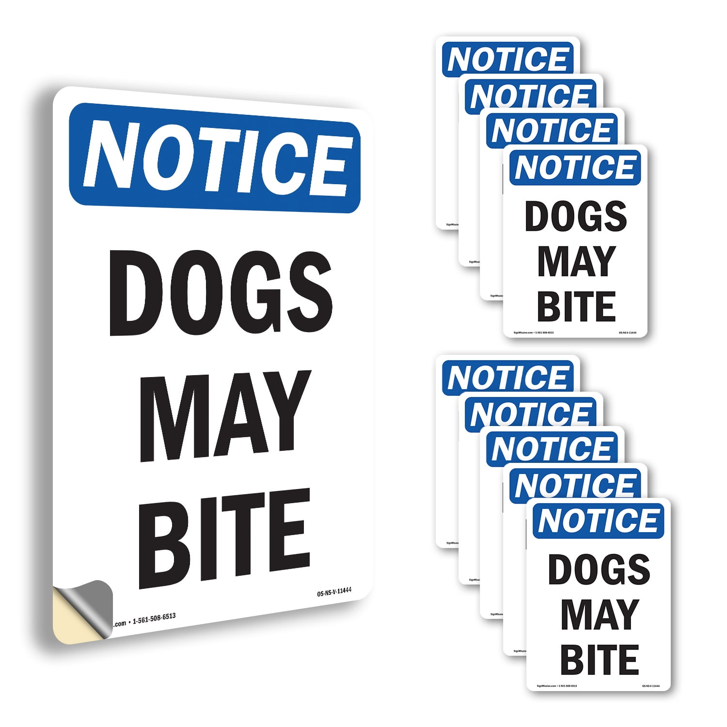 Dogs May Bite OSHA Notice Vinyl Decal Label 10 Inch x 7 Inch - 10 Pack ...