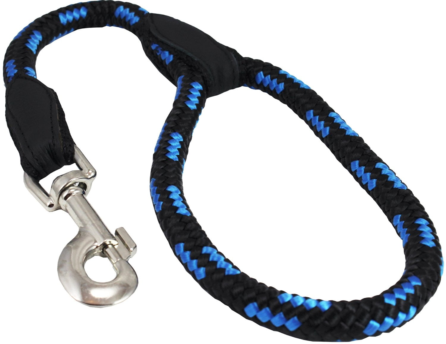 Dogs My Love 18-inch Rope Dog Leash Short (Blue/Black, Large 1/2" (12mm ...
