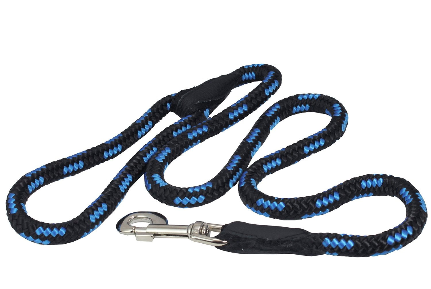 Dogs My Love 6ft Long Braided Rope Dog Leash Blue with Black 6 Sizes ...