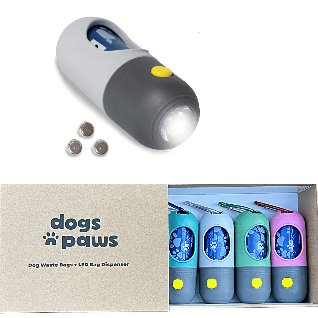 Dogs N Paws- 4pk Upgraded Dog Poop Bag Dispenser With LED Flashlight, 4 ...