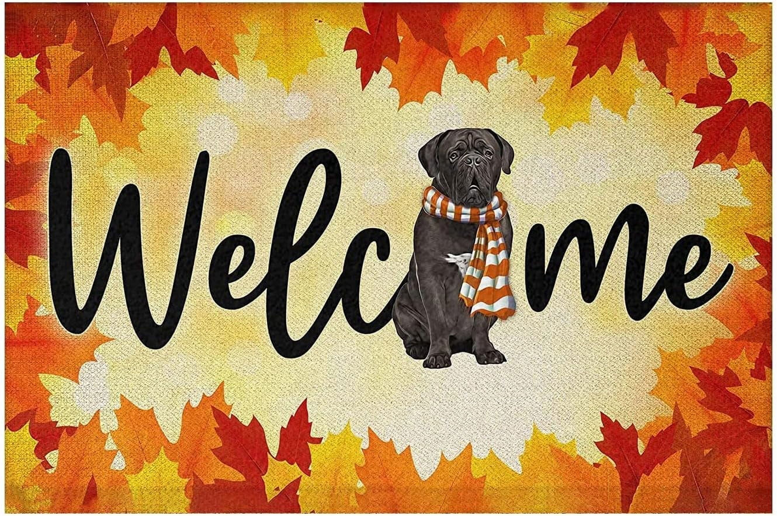 Dogs Natural Outdoor Welcome Coir Door Mat Maple Leaves Print Doormat ...