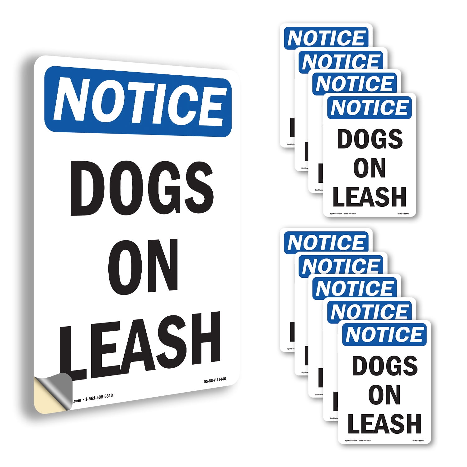 Dogs On Leash OSHA Notice Vinyl Decal Label 7 Inch x 5 Inch - 10 Pack ...
