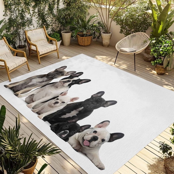 Dogs Outdoor Rug for Patio/Deck/Porch, Non-Slip Large Area Rug 5 x 8 Ft ...