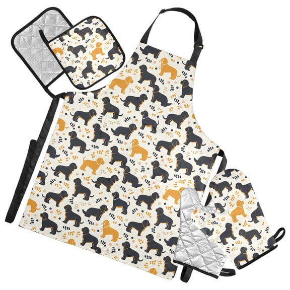 Cute Little Bear Face 5 Pcs Kitchen Set Heat Resistant Oven Mitts and ...