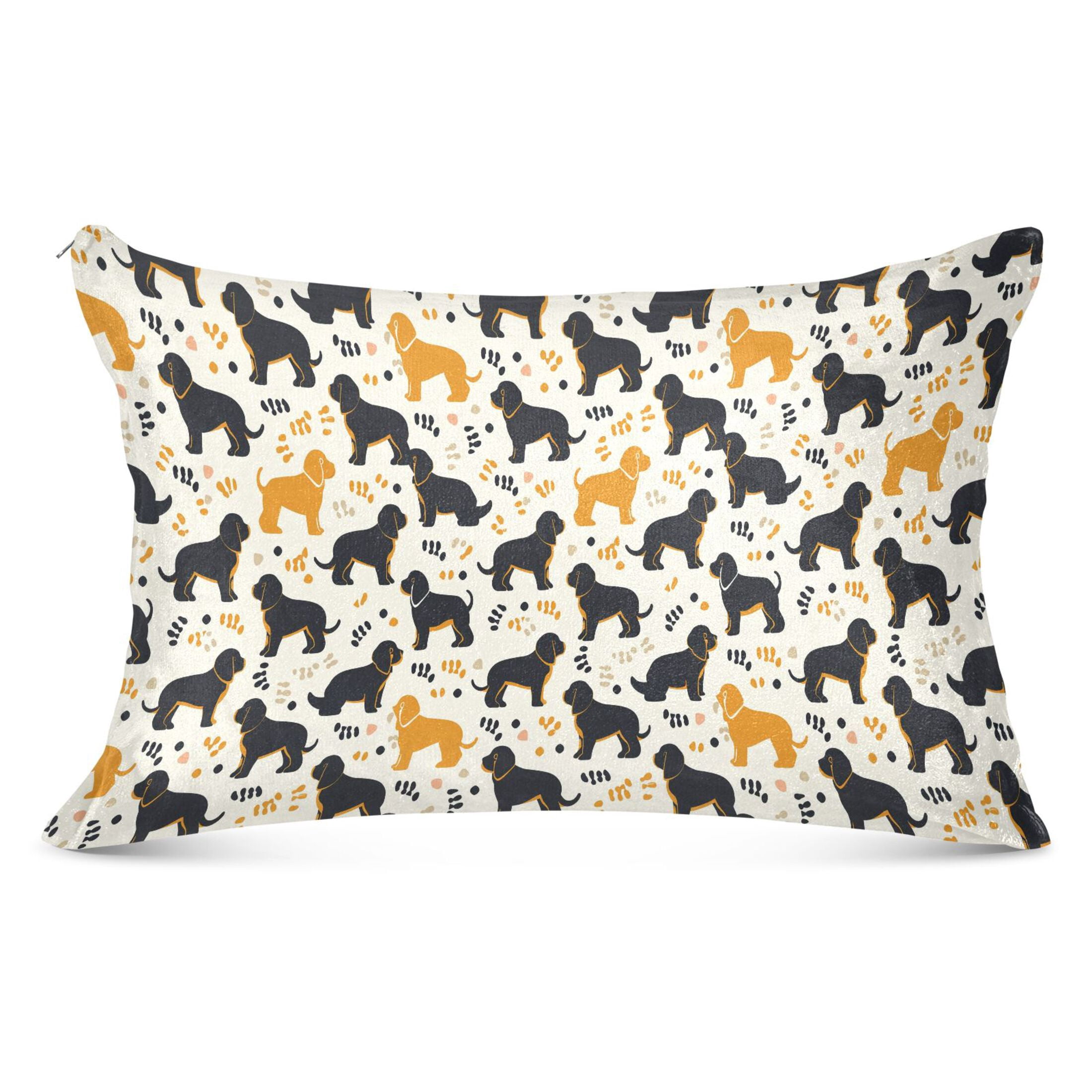 Dogs Outline and Paw Plush Pillow Cases King Size Ultra Soft Warm ...