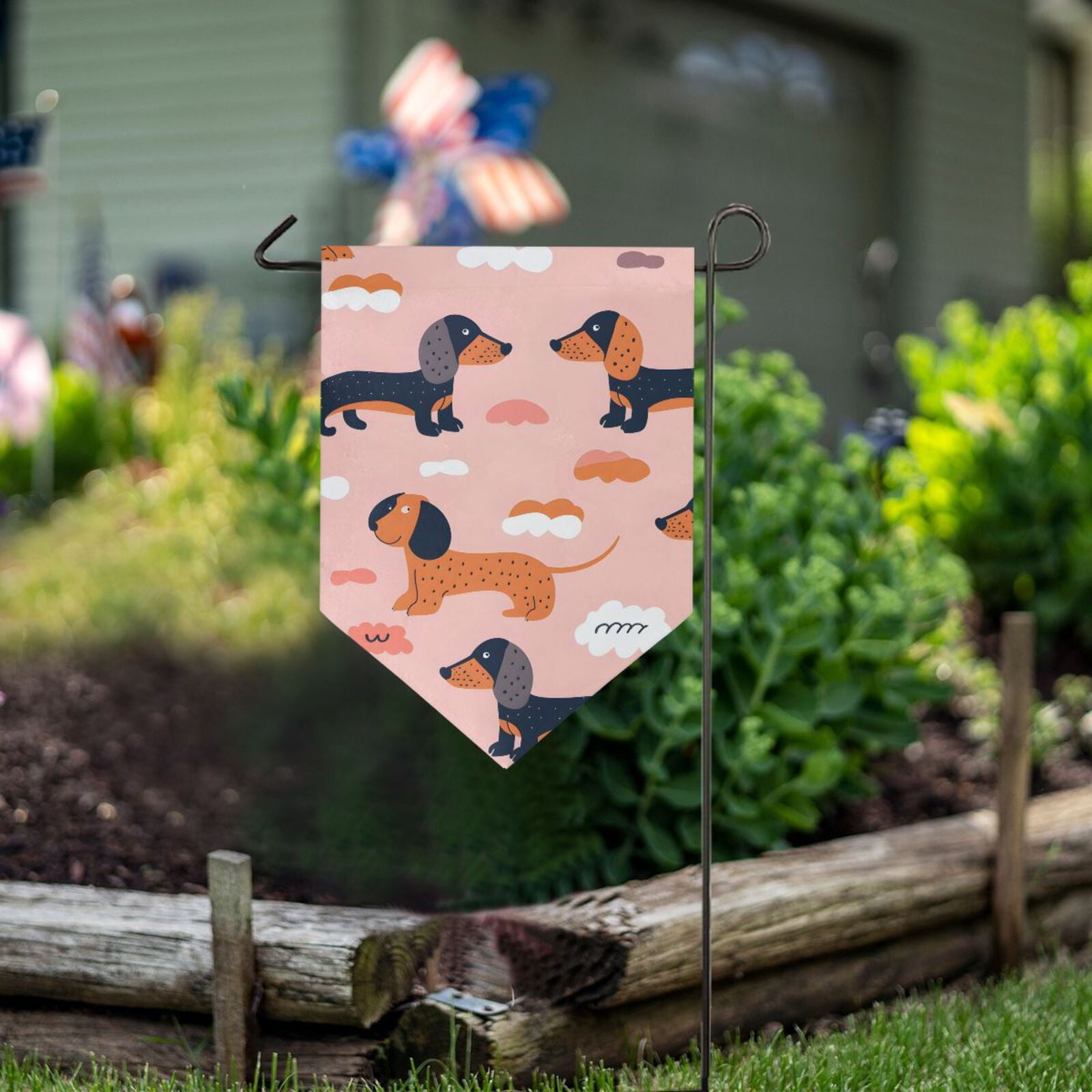 Dogs Pink Full Garden Flag 18" x 12.5" Double Sided Yard Lawn Outdoor ...