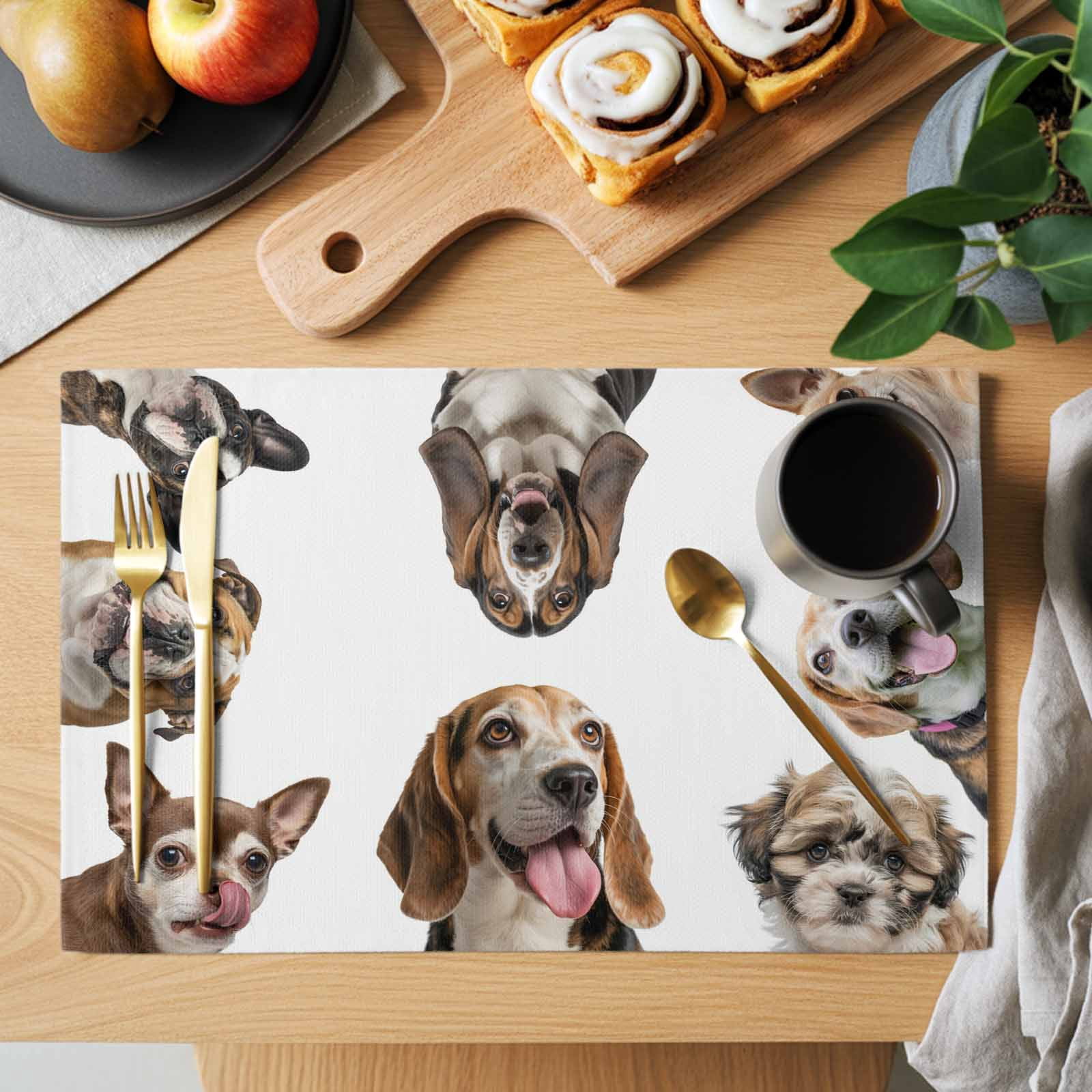 Dogs Placemats Set of 1, Modern Cute Multiple Dogs Animals Chihuahua ...