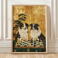 Dogs Playing Chess Japanese Woodblock Style Dog Funny Border Collie ...