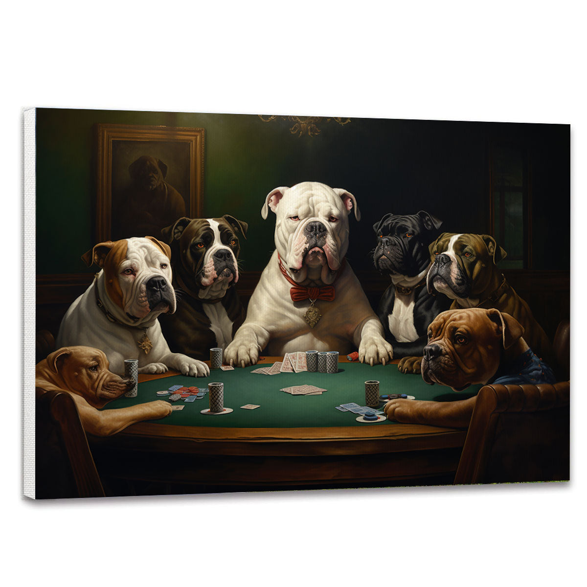 Dogs Playing Poker - American Bulldog Dog Poster Room Wall Decor Poster ...