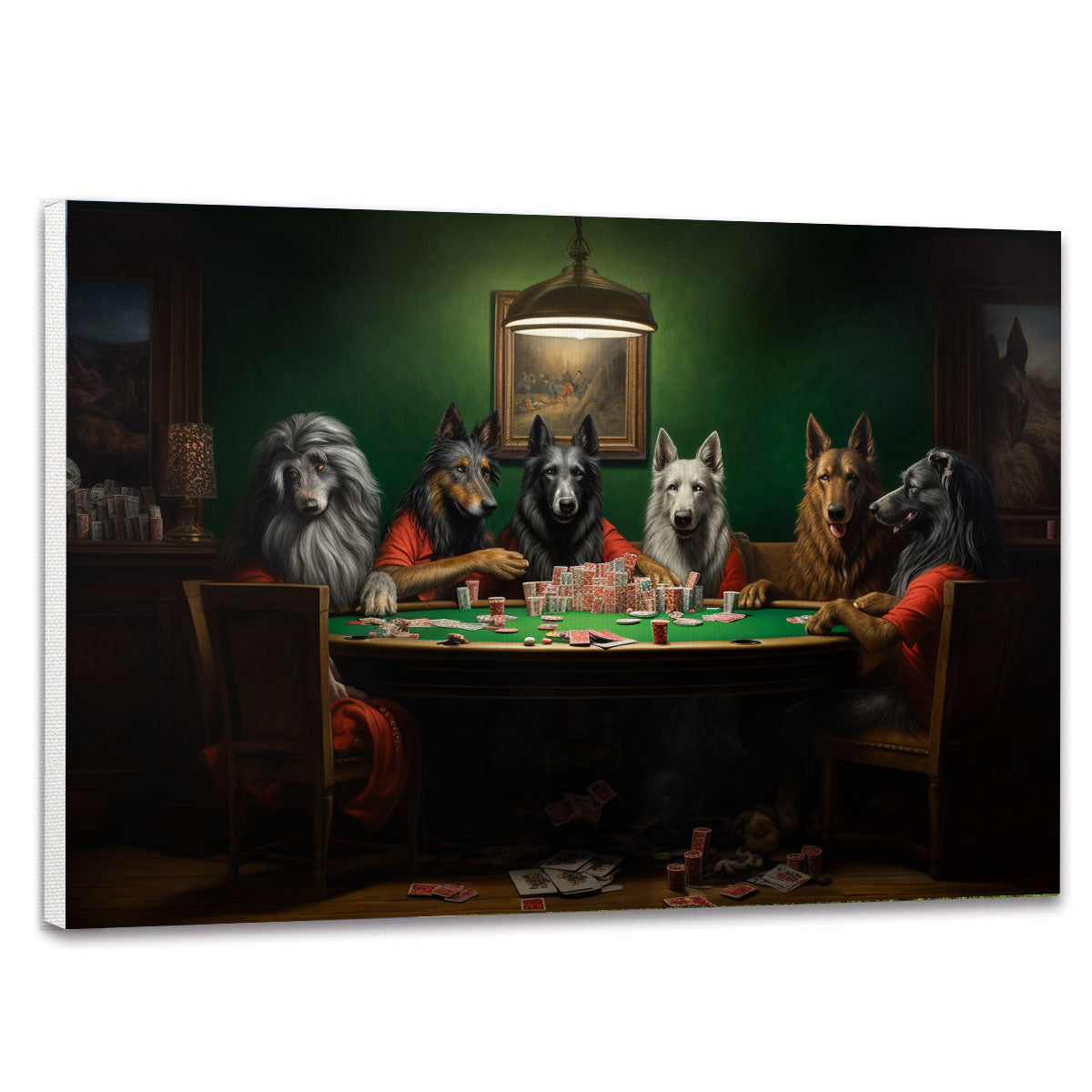 Dogs Playing Poker - Belgian Sheepdog Dog Poster Room Wall Decor Poster ...