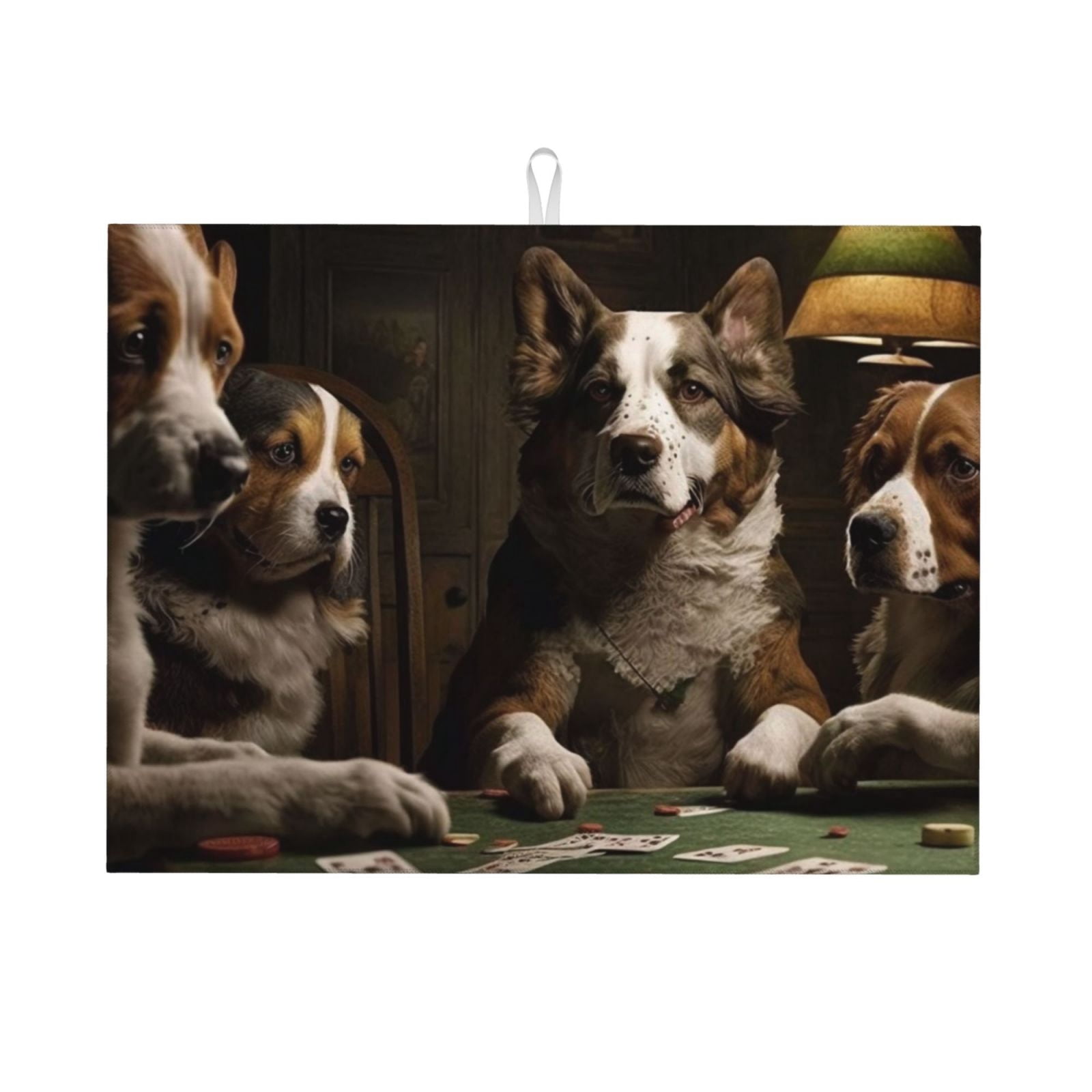 Dogs Playing Poker Cards Funny Dog Large Kitchen Drying Mat 18x24 Inch ...