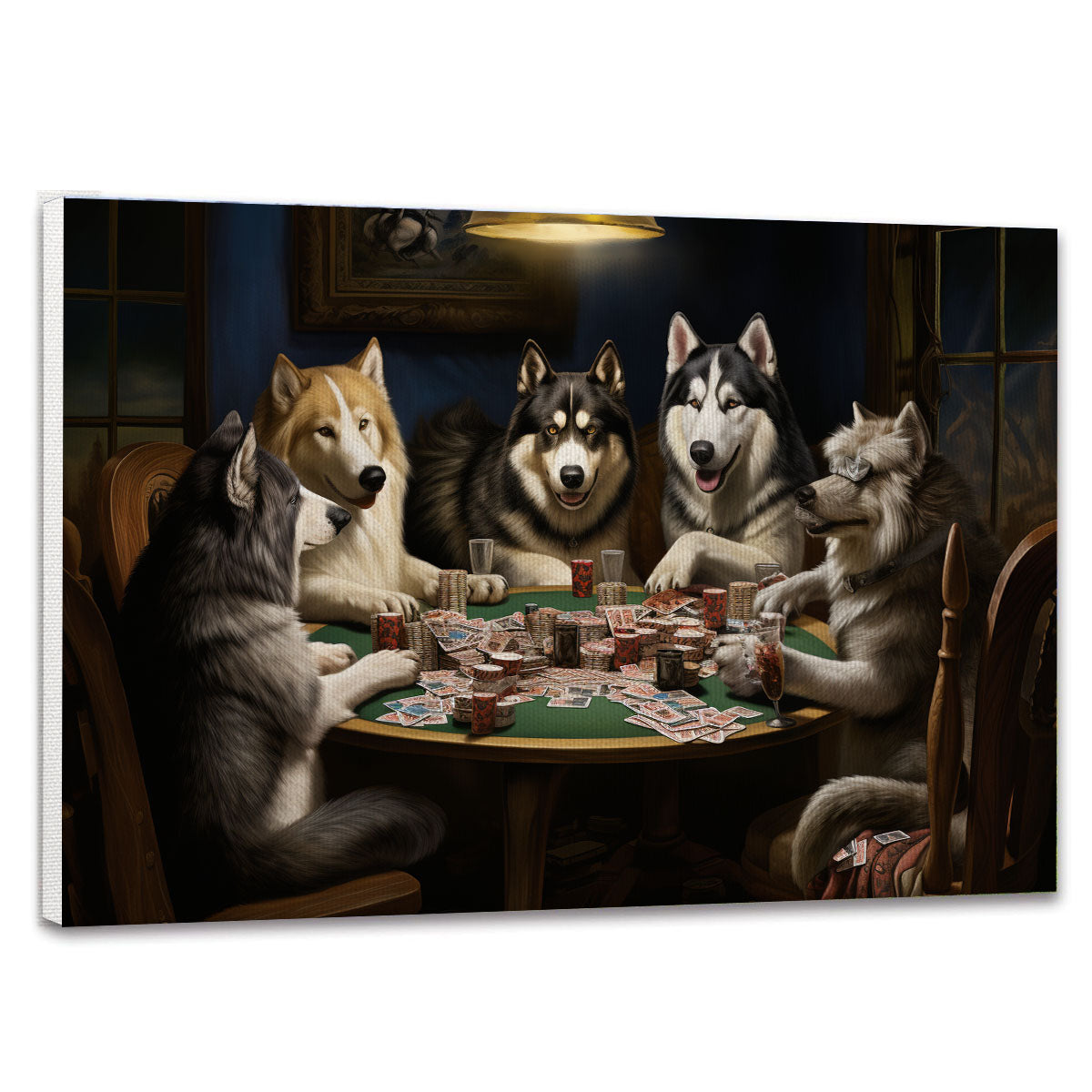 Dogs Playing Poker (or Dogs Playing Cards)Alaskan Malamute Dog Canvas ...