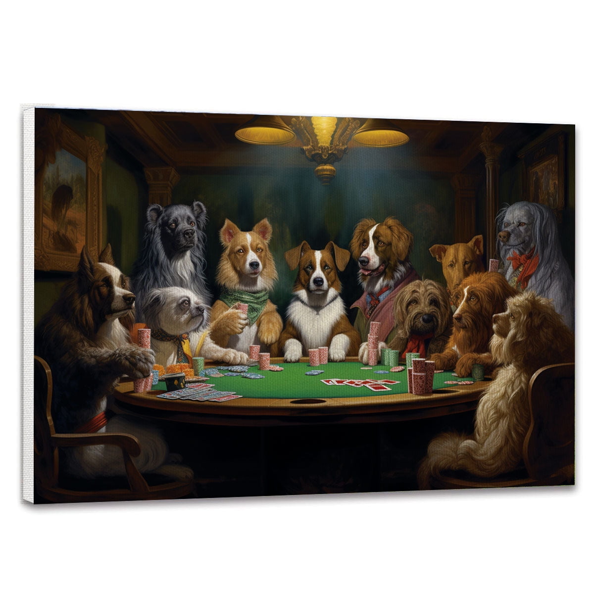 Dogs Playing Poker (or Dogs Playing Cards)Tibetan Spaniel Dog Canvas ...