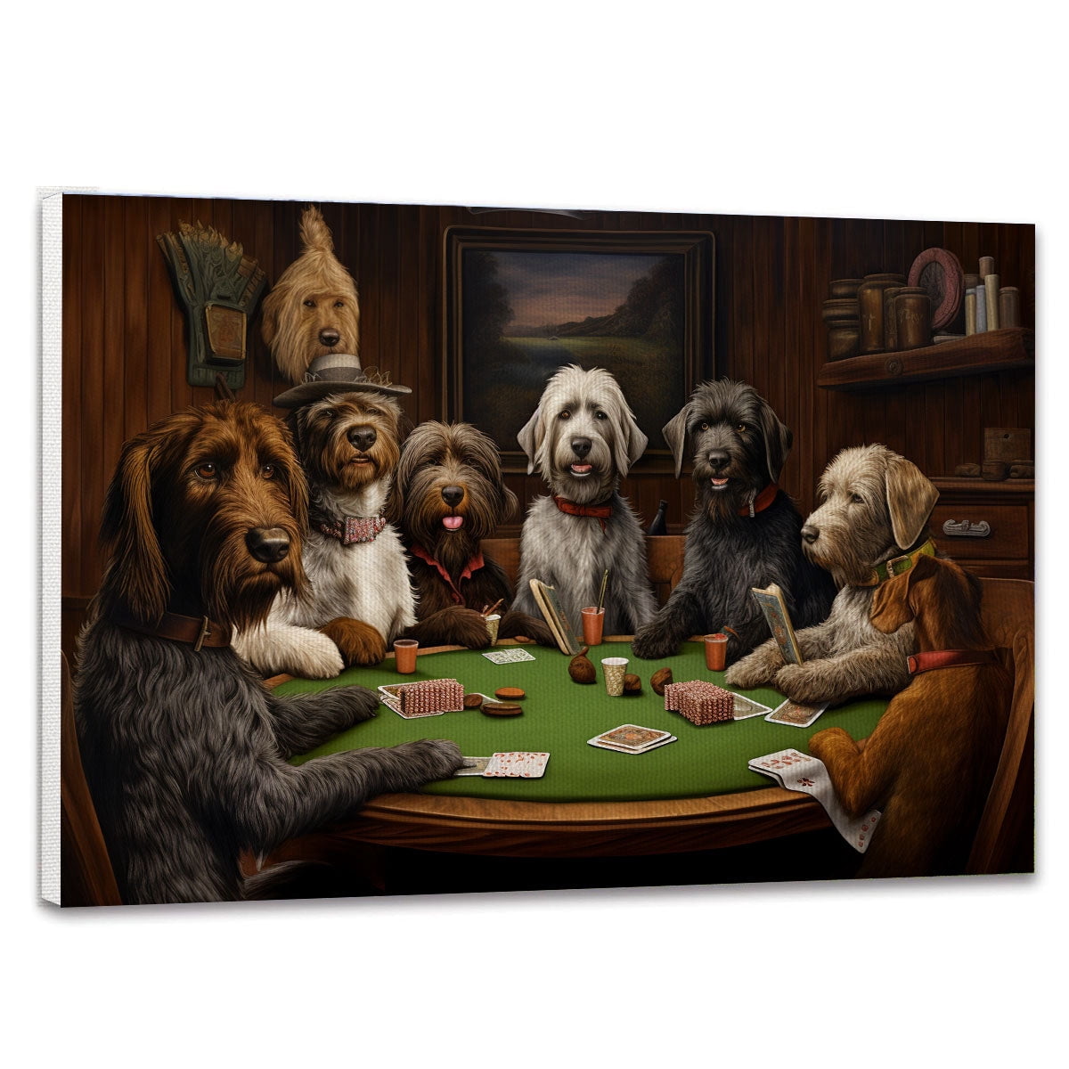 Dogs Playing Poker (or Dogs Playing Cards)Wirehaired Pointing Griffon ...