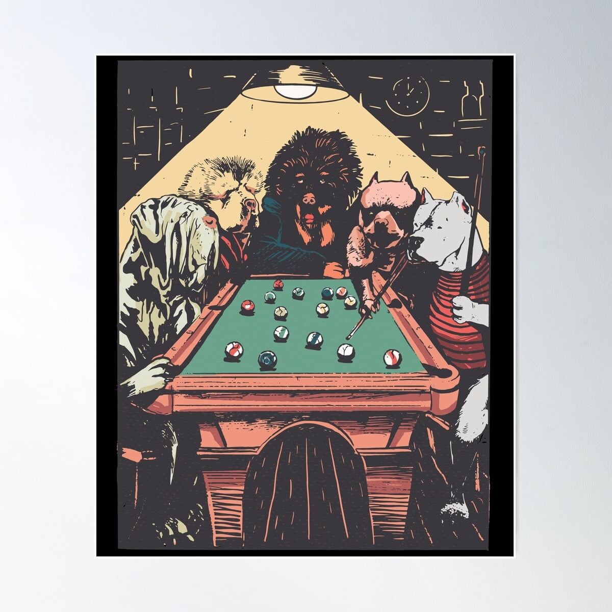 Dogs Playing Pool Poster, 12x18 UNFRAMED - Walmart.com