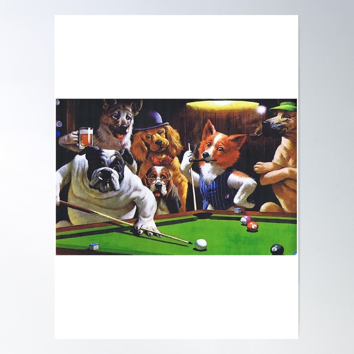 Dogs Playing Pool Poster Wall Art, Modern Wall Decor For Living Room ...
