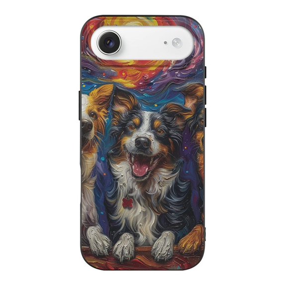 Dogs Playing Psychedelic Black TPU Case for iPhone 17 Air Slim ...