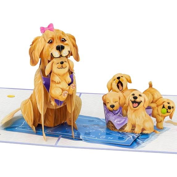 Dogs Pop Up Cards, Golden Retriever, 3D Greeting Cards, Gift for ...