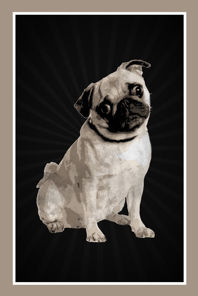 Dogs Pugs Painting Brown Black Dog Posters For Wall Funny Dog Wall Art ...