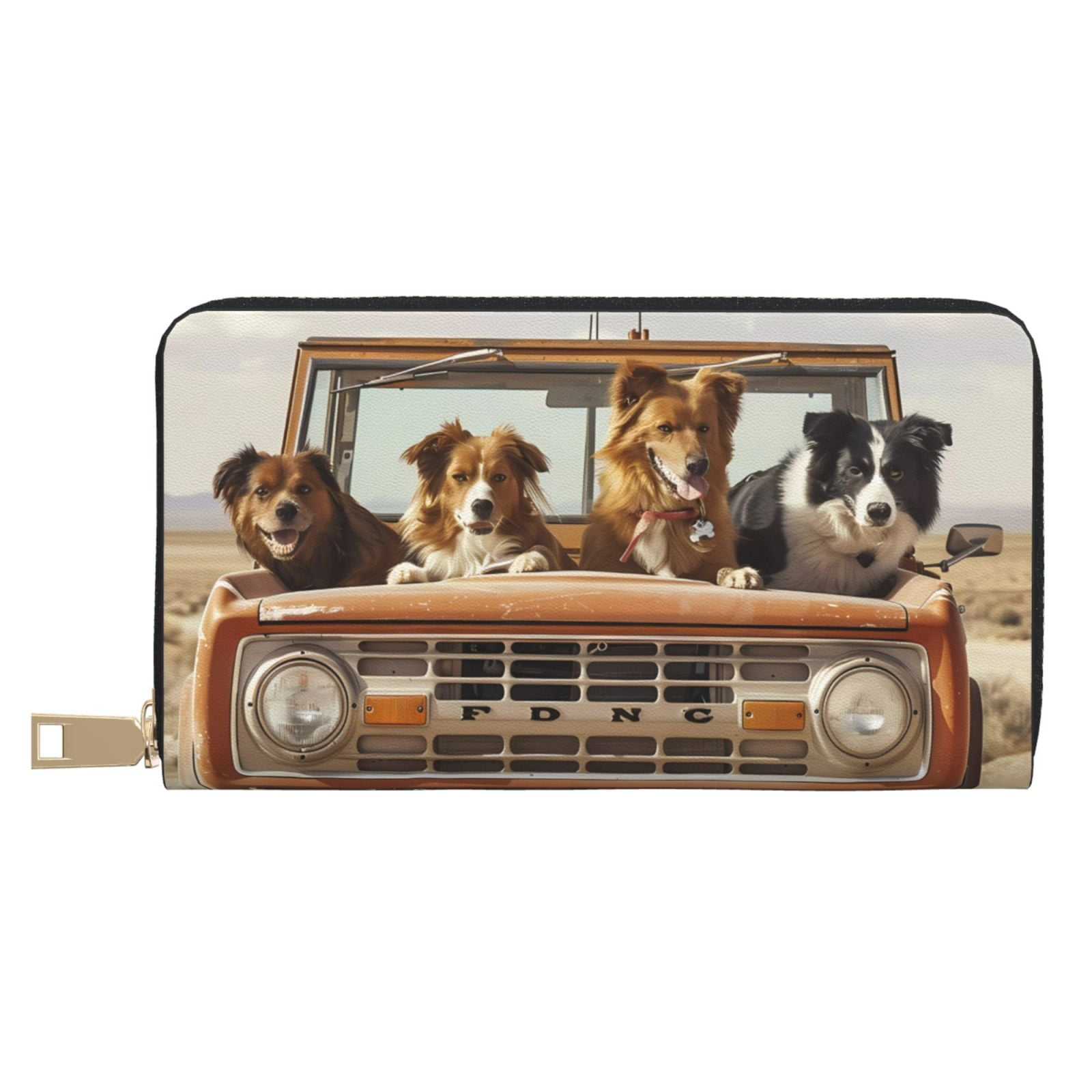Dogs Road Trip Adventure Wallet Women, Leather Bifold Multi Card Wallet ...