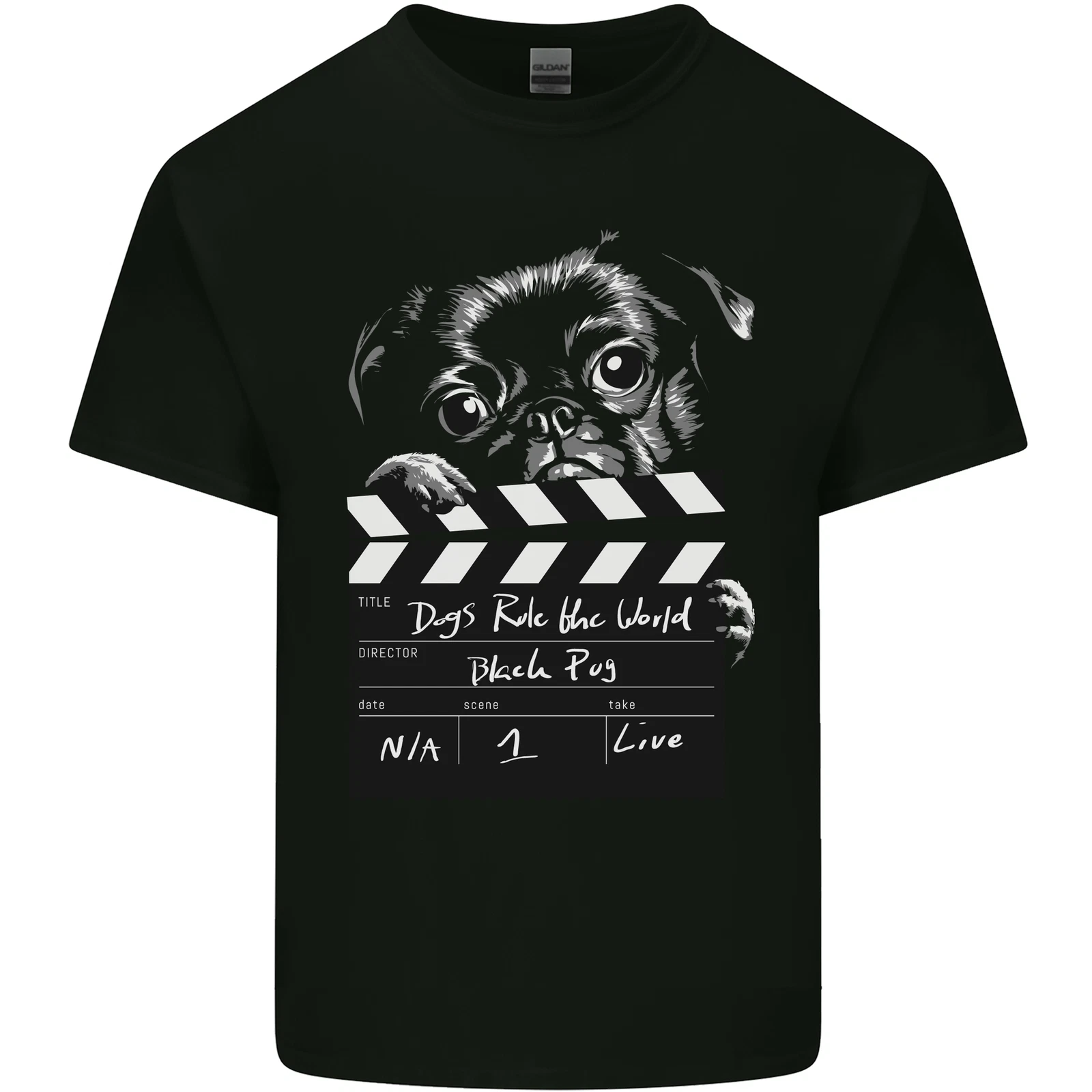 Dogs Rule the World Movie Black Pug Funny for a Pet Lover and Film ...