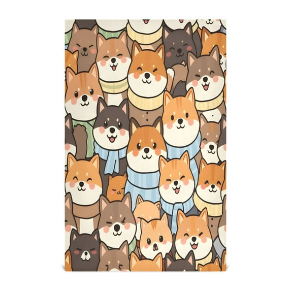 Dogs Shiba Inu Crowd Kitchen Towels Dishcloth Decorative Waffle Towels ...