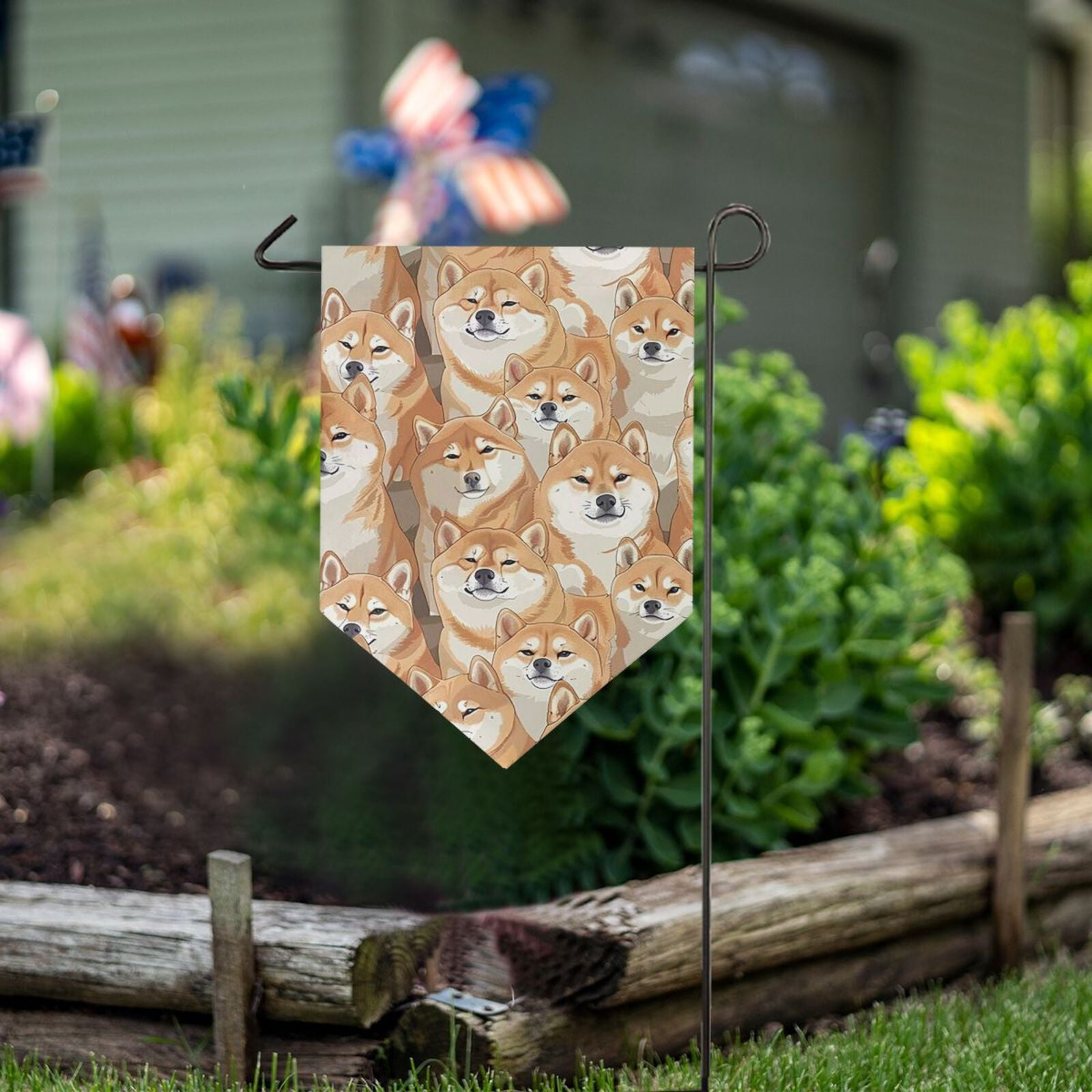 Dogs Shiba Inu Garden Flag 18" x 12.5" Double Sided Yard Lawn Outdoor ...